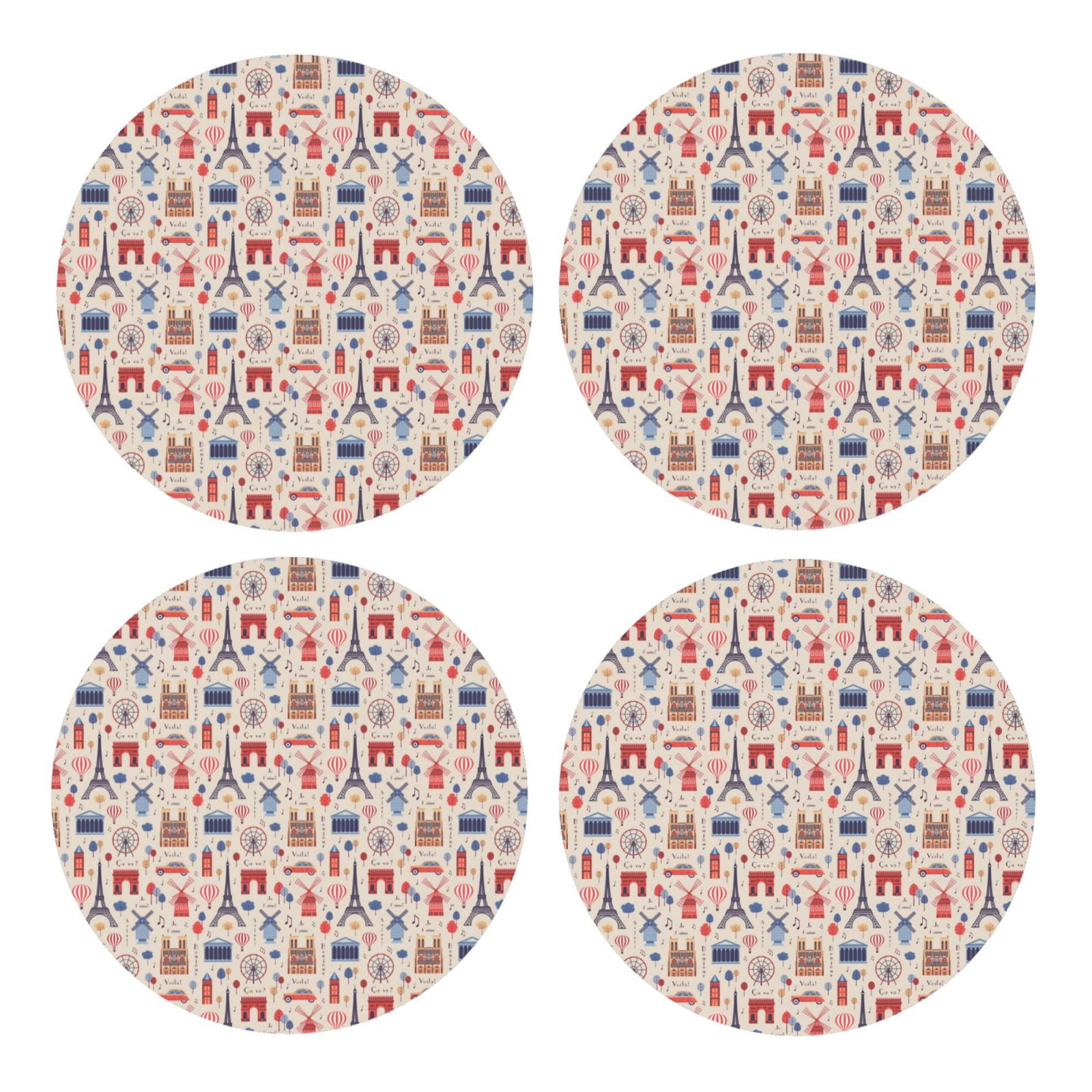 Xecao Paris for MDF Cork Coaster 4 Pcs,Drink Coasters,Suit for House ...