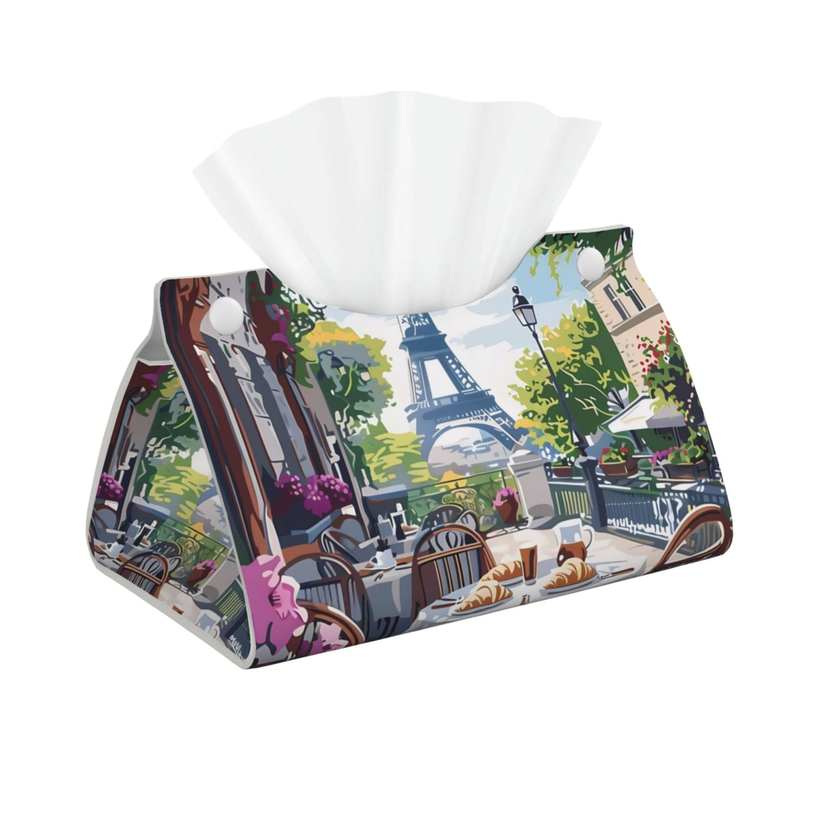 Xecao Parisian Cafe With Eiffel Print Tissue Box Cover,Modern PVC ...