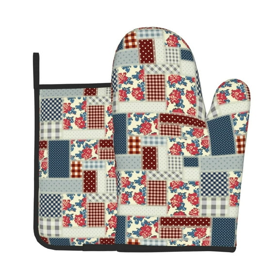 Xecao Patchwork In Country Style Pattern Oven Mitts and Pot Holders ...