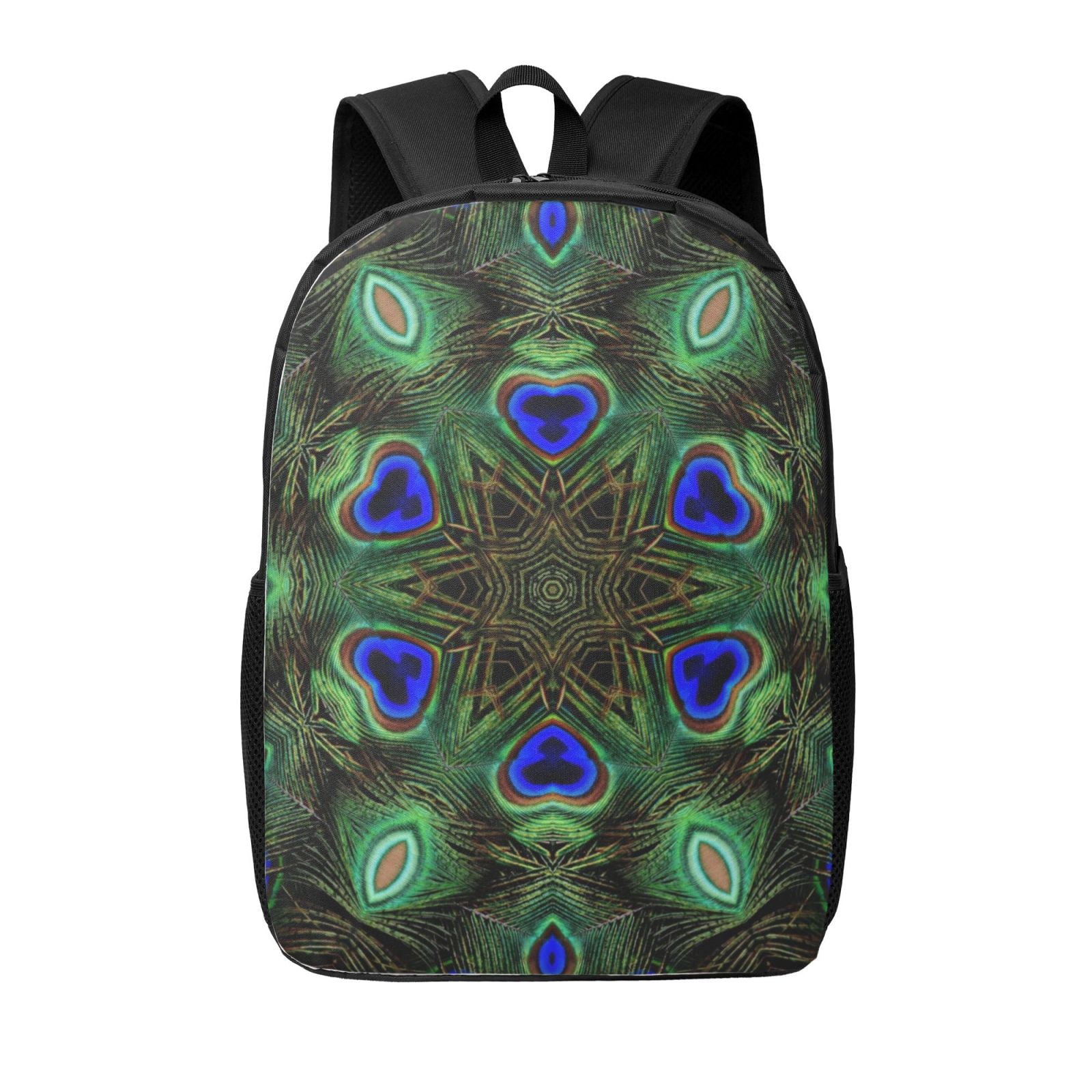 Xecao Peacock Feathers print Travel Backpack, Large Computer Backpack ...
