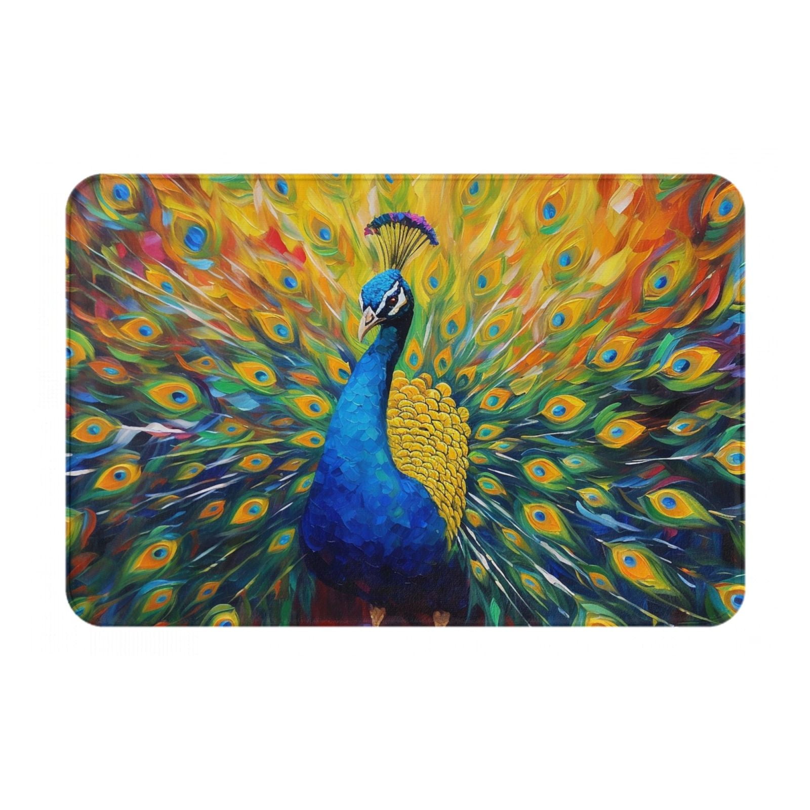 Xecao Peacocks print Flannel Mat: Non-slip, 16x24in. Ideal for kitchen ...