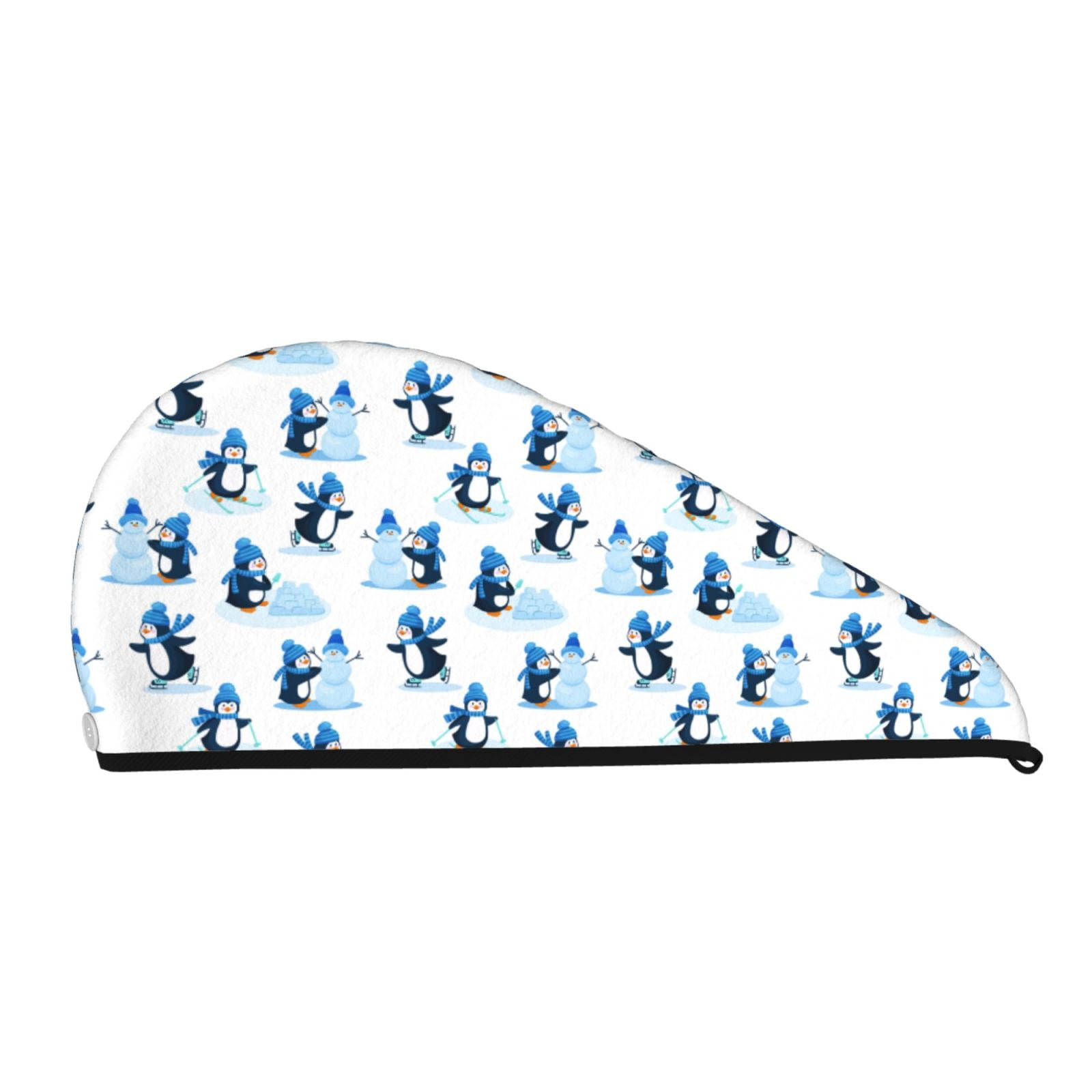 Xecao Penguin Winter Fun Print Hair Towel, Hair Turbans for Wet Hair ...