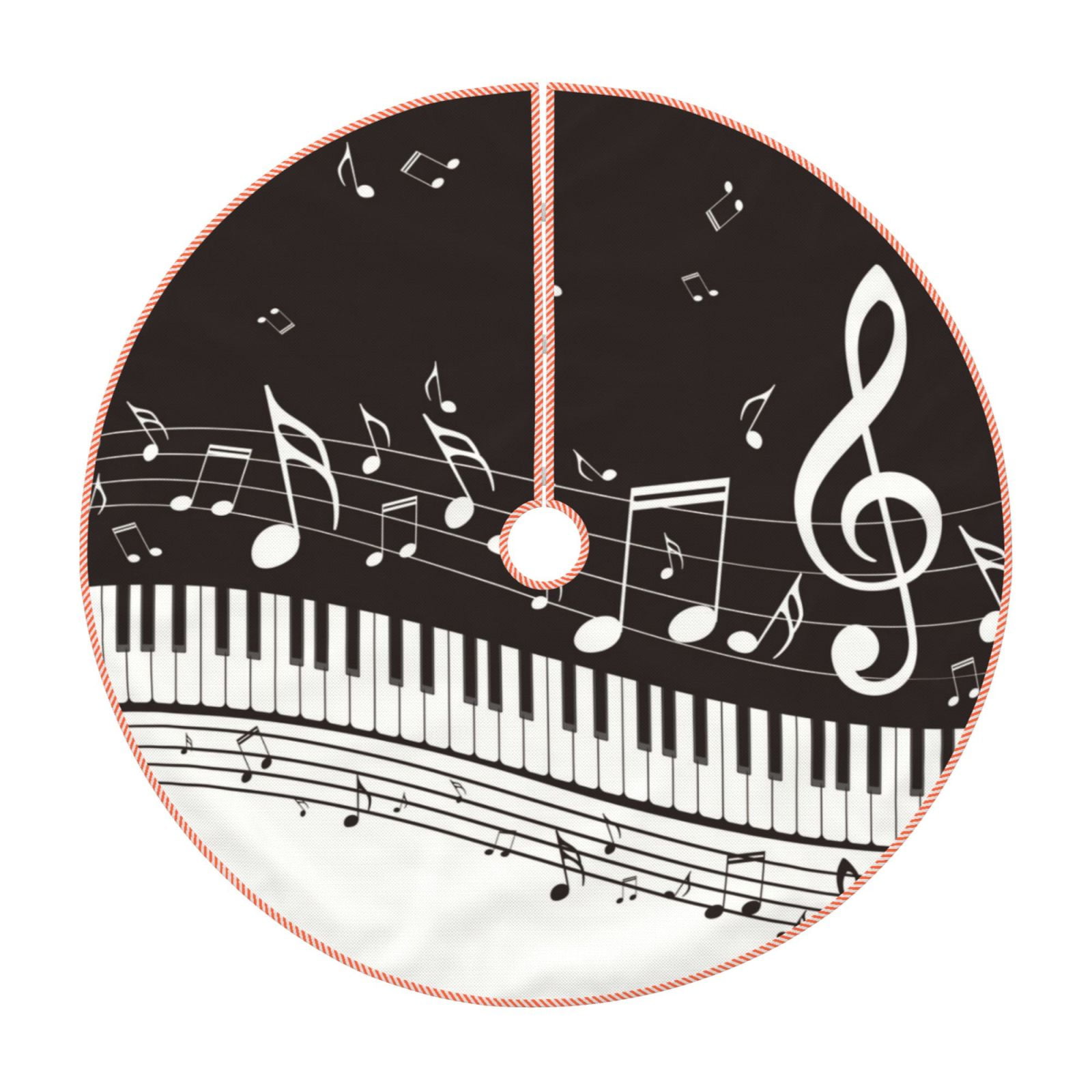 Xecao Piano Keys With Musical Notes Pattern Christmas Tree Skirt ...