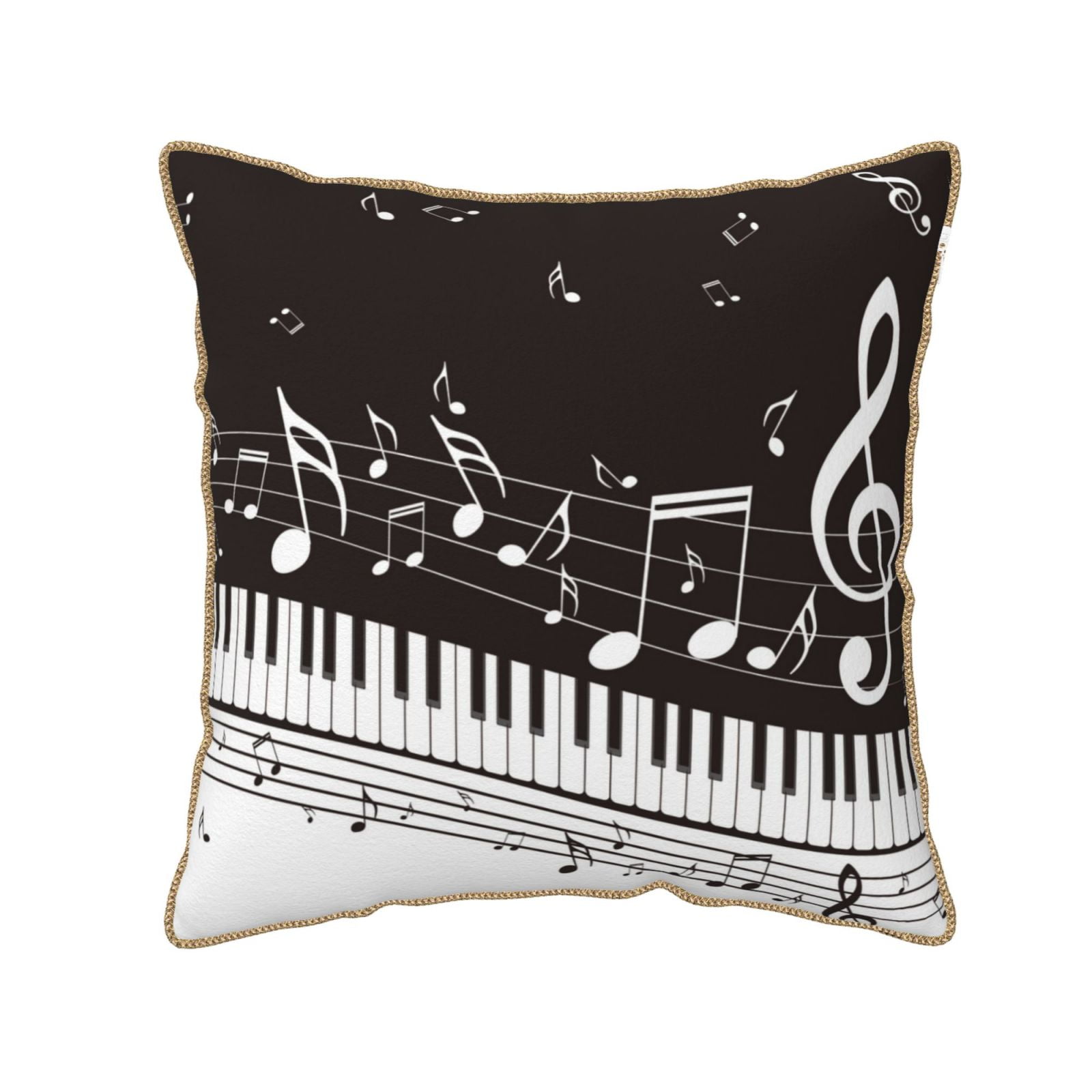 Xecao Piano Keys With Musical Notes Print Soft Velvet Decorative Throw ...