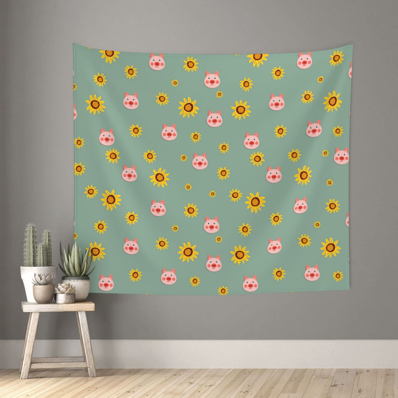 Xecao Pig Face With Sunflower patten Tapestry 60x51 Inches Wall Hanging ...