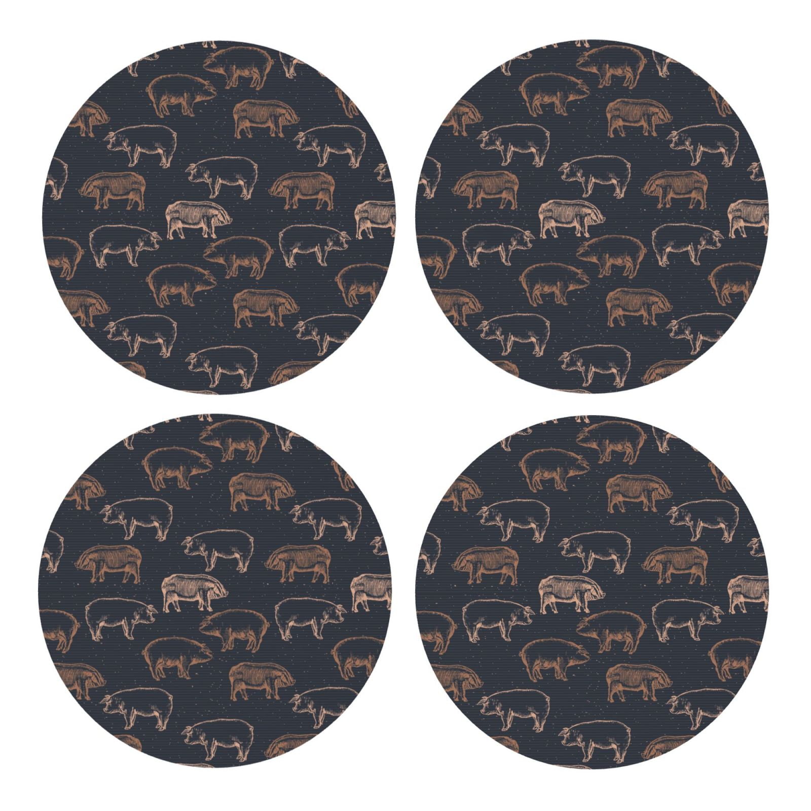 Xecao Pig Farm for MDF Cork Coaster 4 Pcs,Drink Coasters,Suit for House ...
