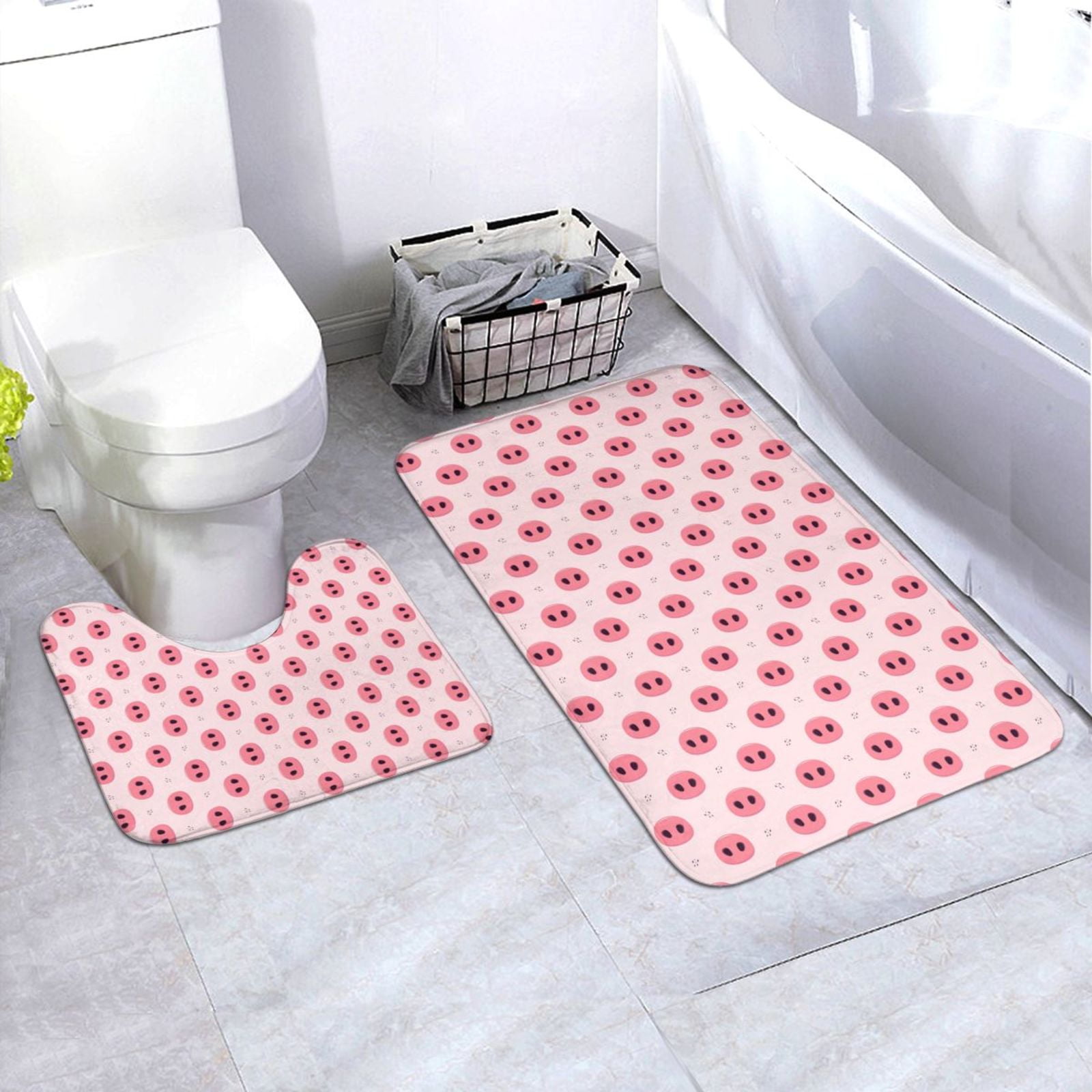 Xecao Pig Noses 2-Piece Vintage Seamless Anti-Skid Mat Set, featuring a ...