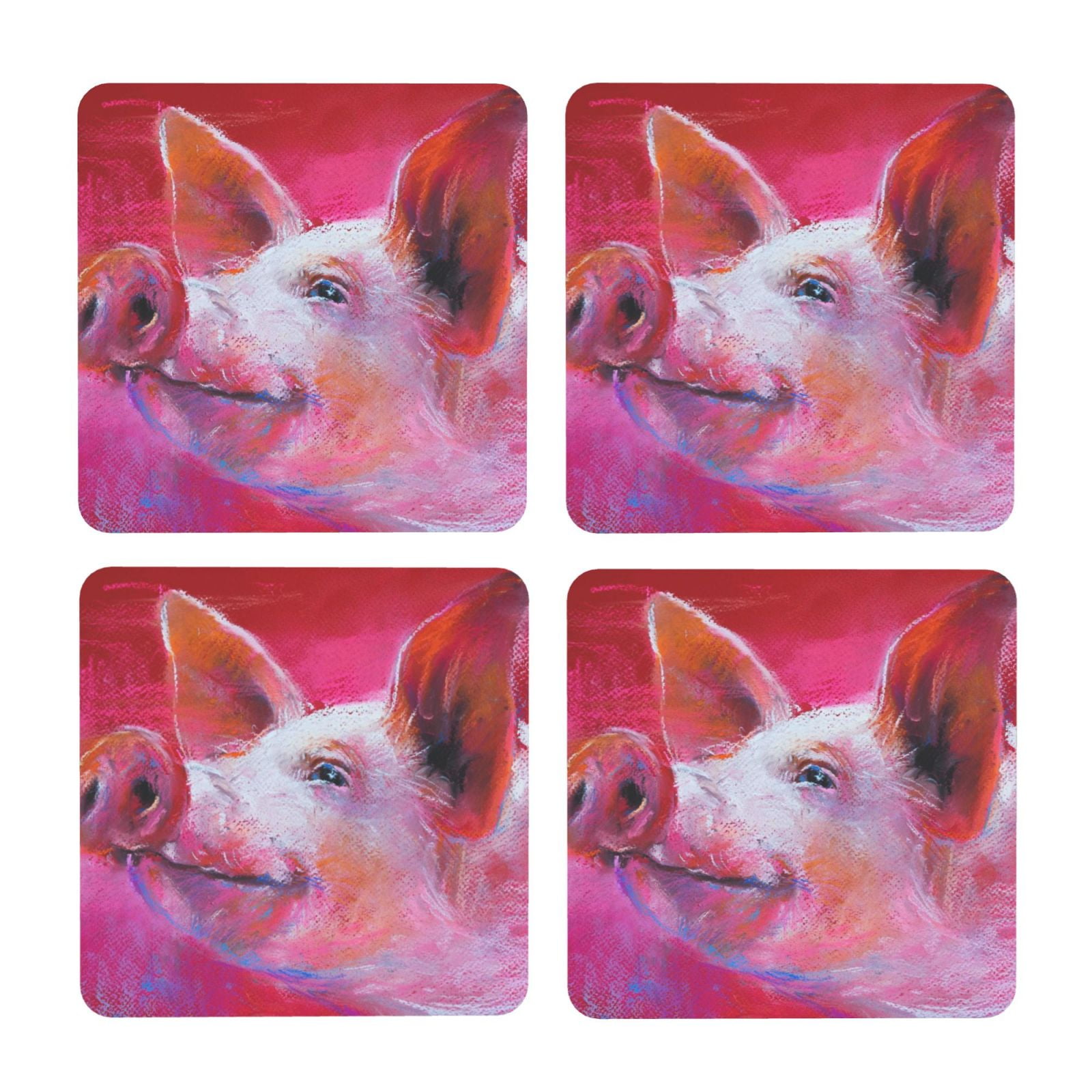 Xecao Pig for MDF Cork Coaster 4 Pcs,Drink Coasters,Suit for House ...