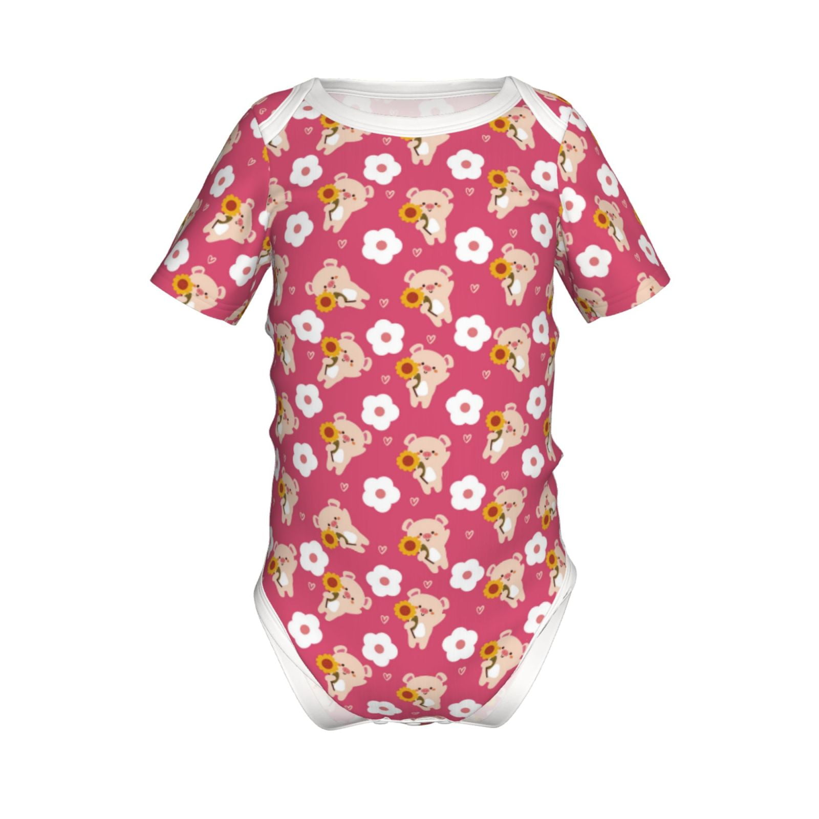 Xecao Piggy Sunflower Pattern Baby Climbing Bodysuit Short Sleeve ...