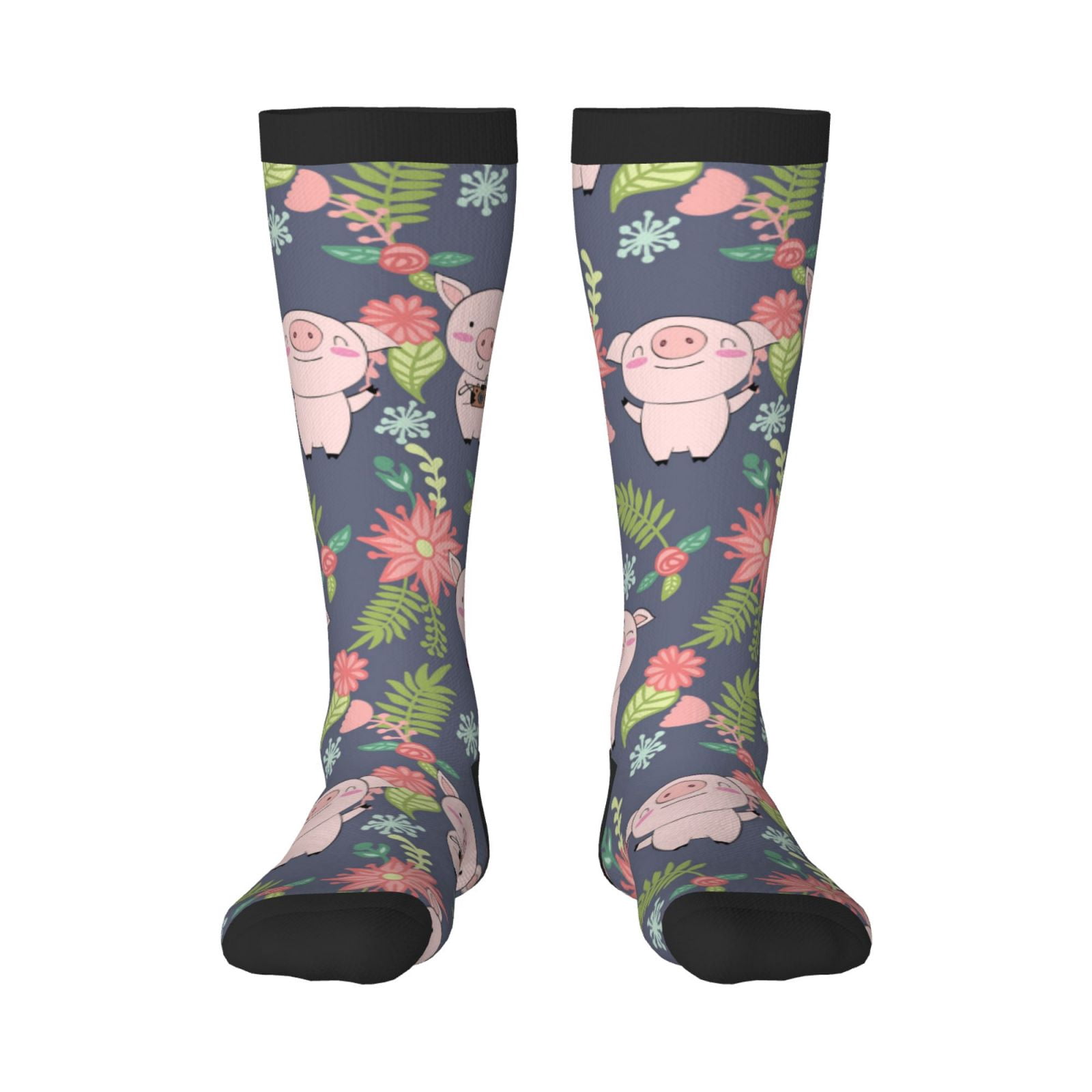 Xecao Pigs 1 print thigh-high socks, crafted for both men and women ...