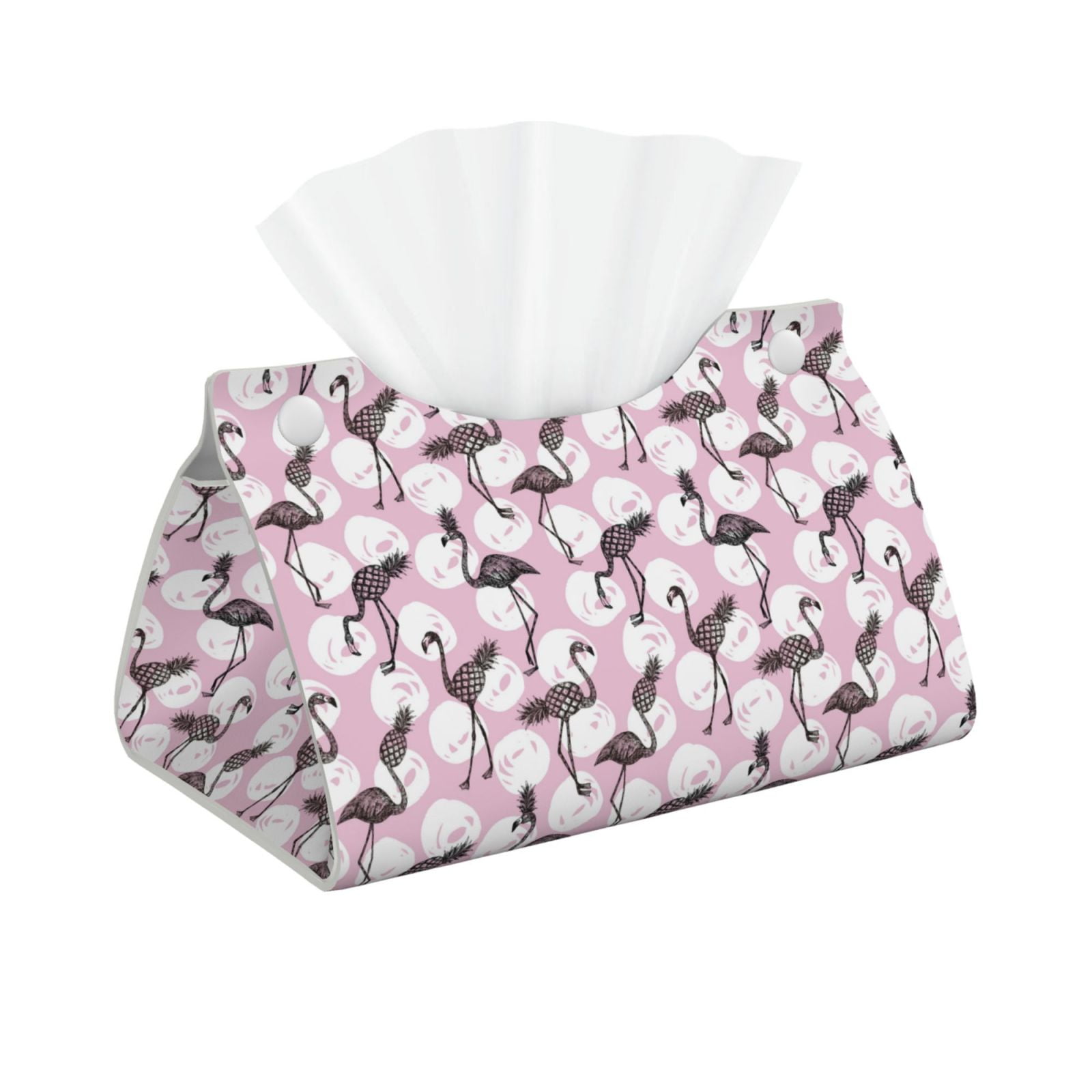 Xecao Pineapple Flamingo Print Tissue Box Cover,Modern PVC Leather ...