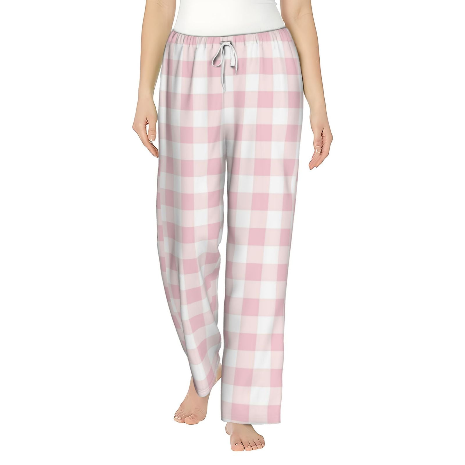 Xecao Pink Checkboard Women's Straight Lounge Pajama Pants: The Epitome ...