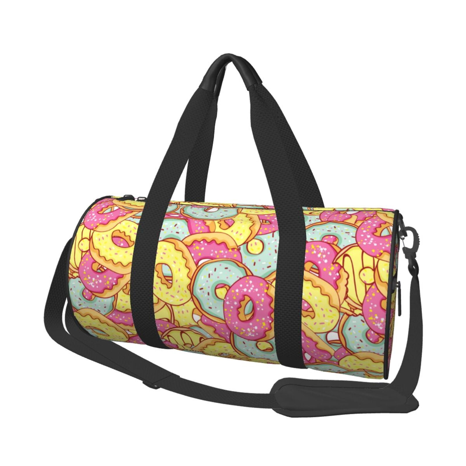 Xecao Pink Donut and Blue Print Travel Duffle Bag, Bag Carry On Tote ...