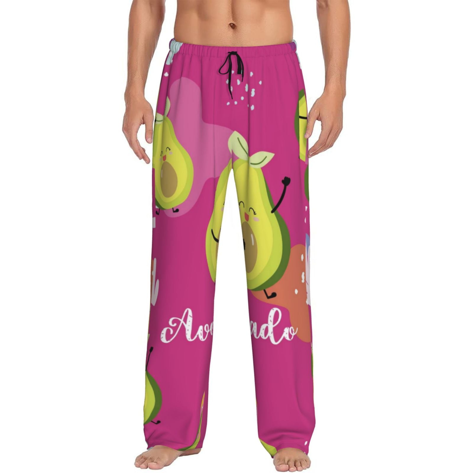 Xecao Pink Green Avocado Men's Straight Lounge Pajama Pants: The ...