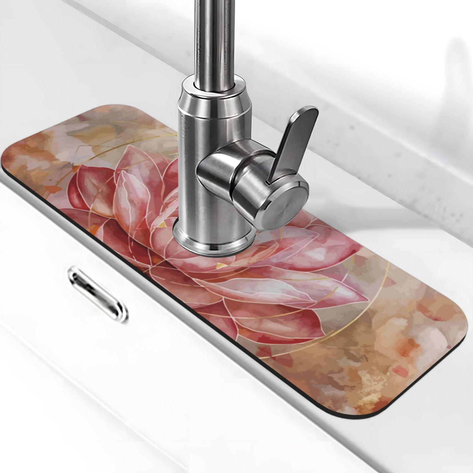 Xecao Pink Lotus for Kitchen Sink Splash Guard Faucet Mat , Faucet ...