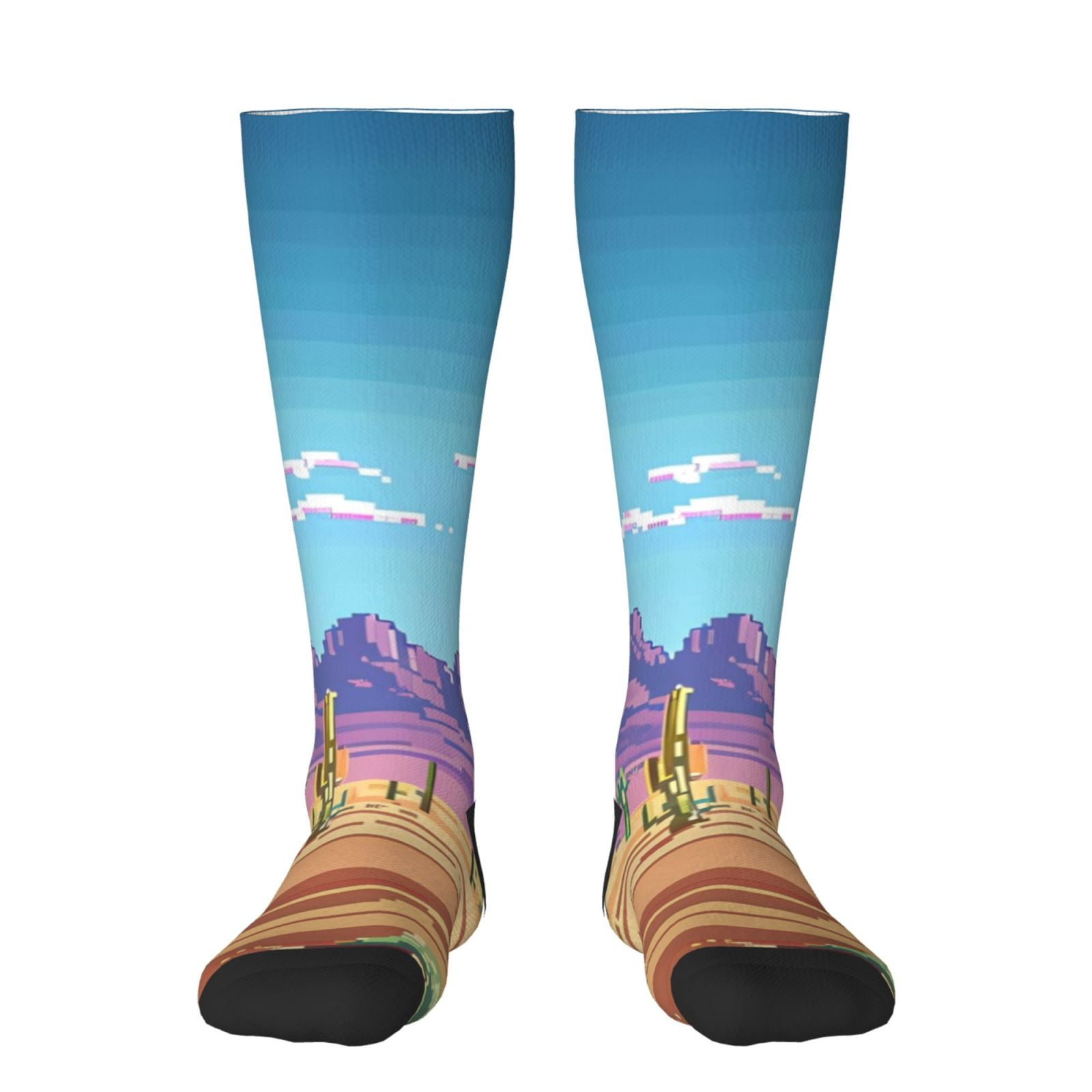 Xecao Pixel Desert Landscape Print Compression Socks for Both Men And ...