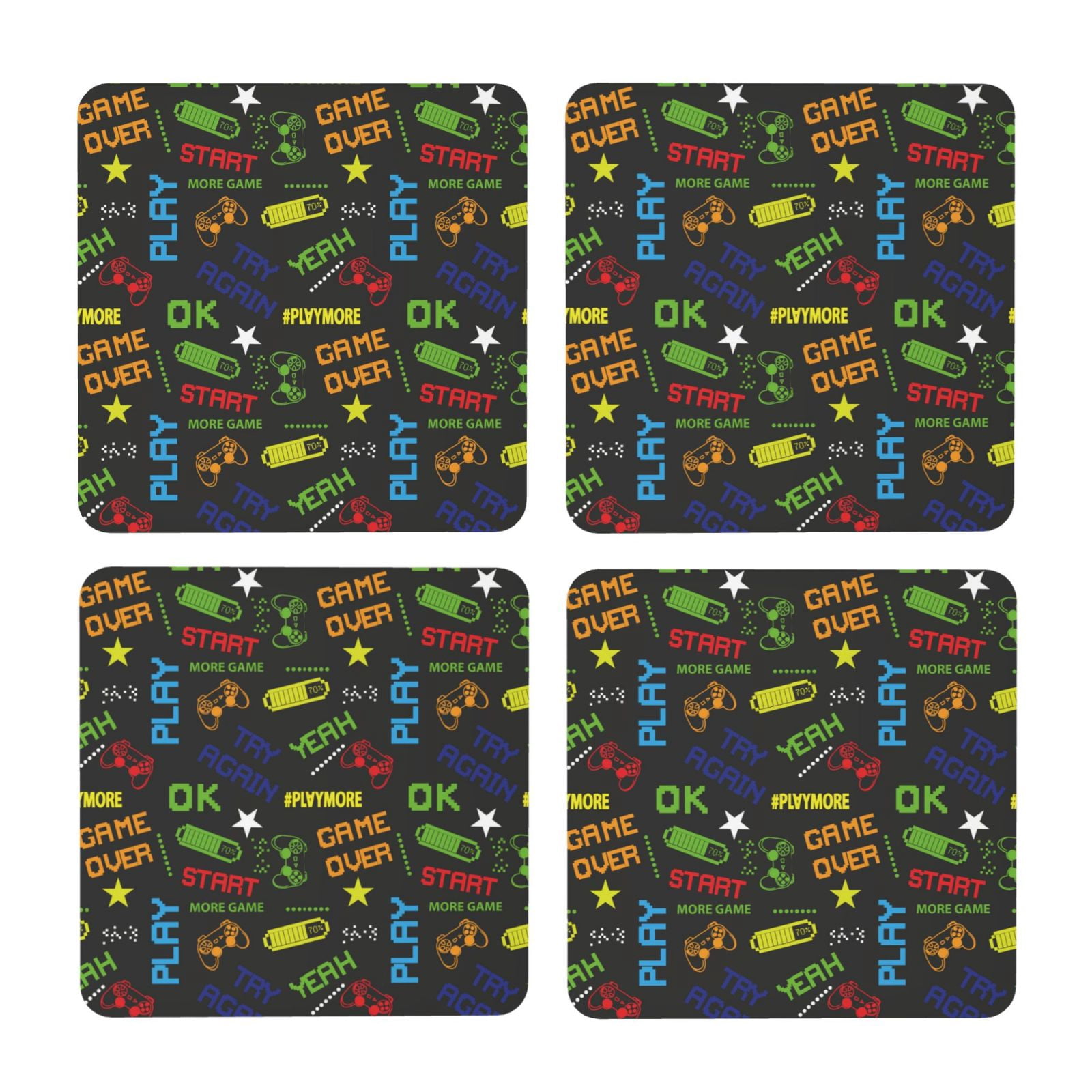 Xecao Pixel Game for MDF Cork Coaster 4 Pcs,Drink Coasters,Suit for ...
