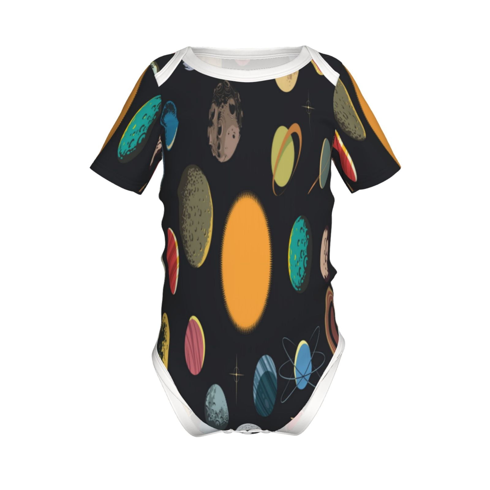 Xecao Planets And Their Moons Pattern Baby Climbing Bodysuit Short ...