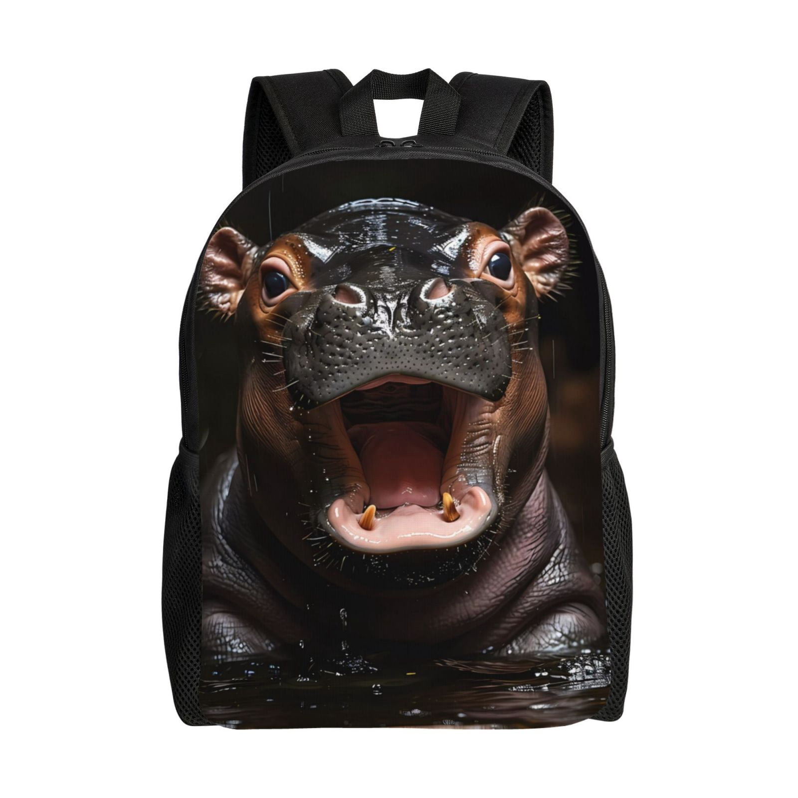 Xecao Playful Baby Hippo Splash Print School Backpack with Laptop ...