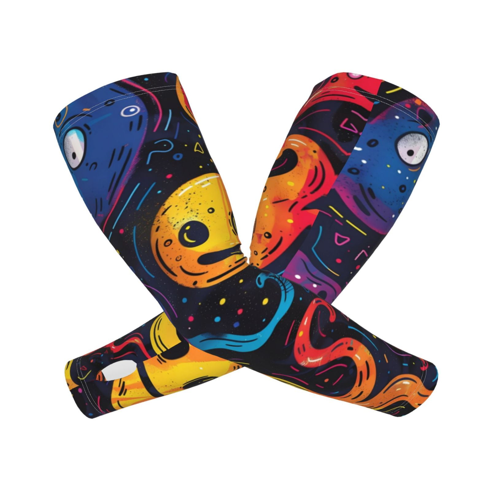 Xecao Playful Ghosts Night Sky Print Cooling Arm Sleeves, UPF 50 UV Sun ...