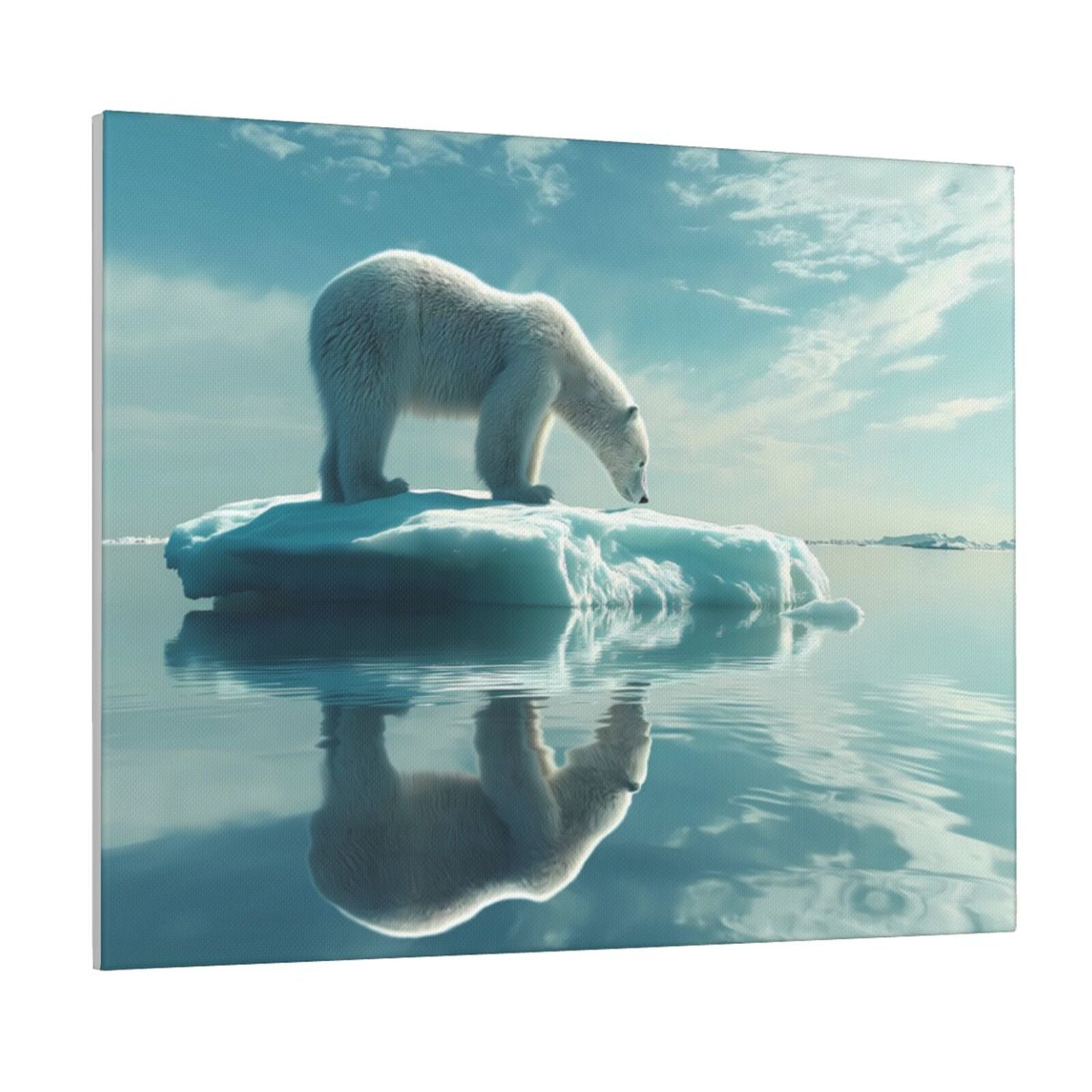 Xecao Polar Bear On Iceberg for Waterproof Framed Canvas Art - Modern ...