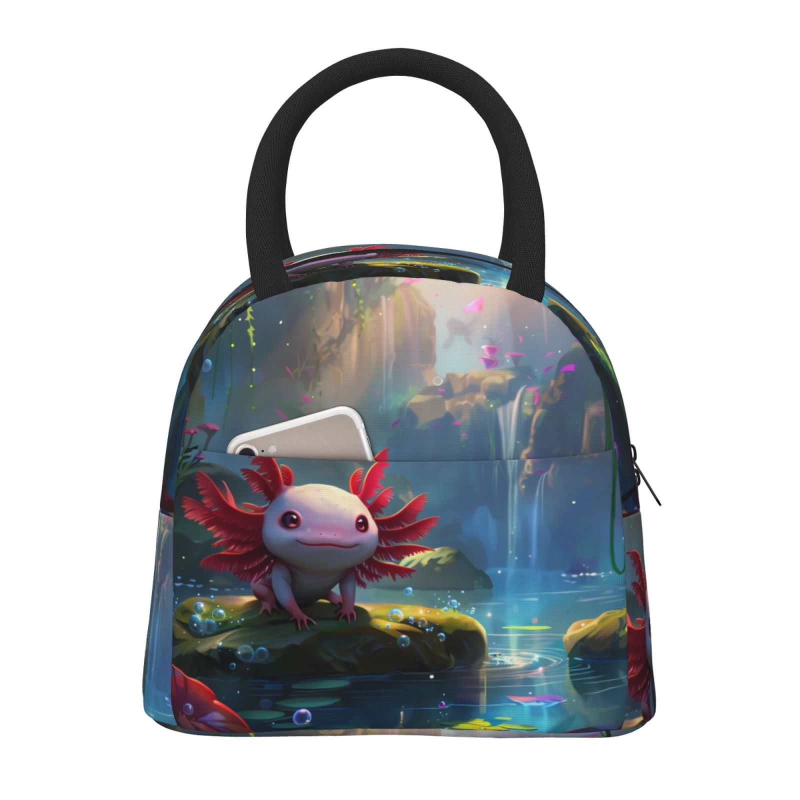Xecao Pond Cute Axolotl Lunch Bag , an insulated, reusable tote bag ...