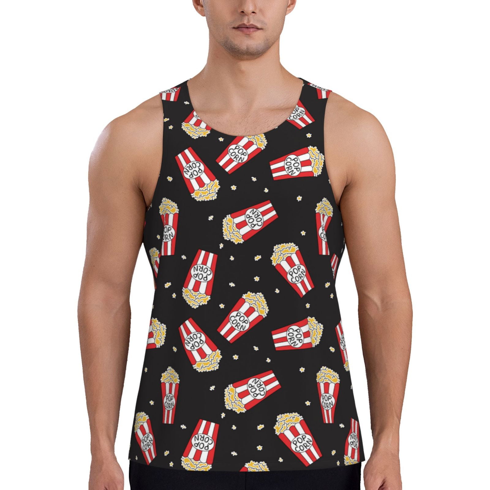 Xecao Popcorn Men's Tank Top Workout Quick Dry Sleeveless Gym Jogging ...