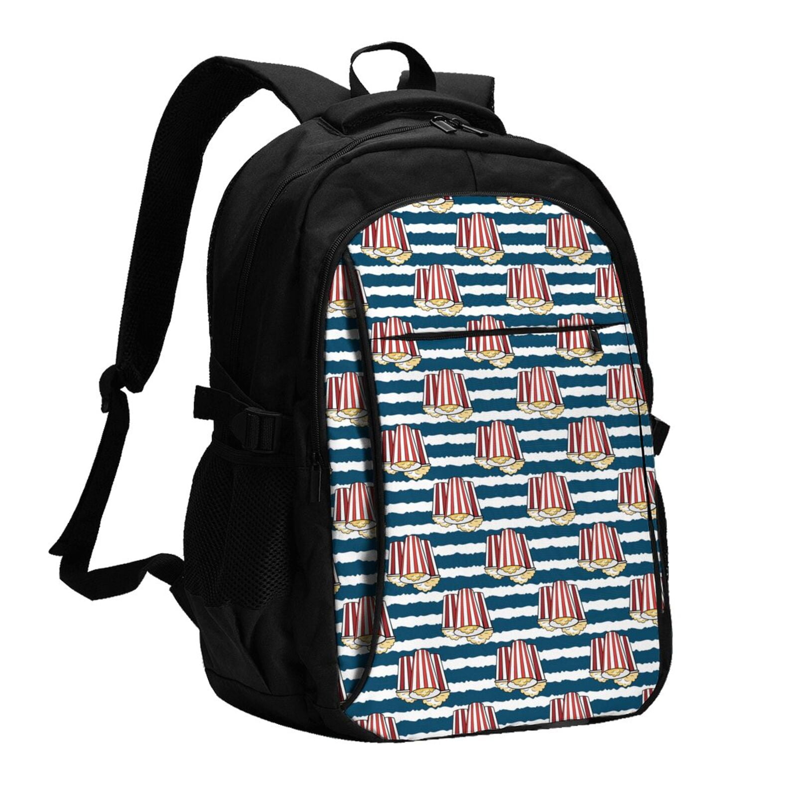 Xecao Popcorn On Blue Lines for Travel Laptop Backpack, USB-Charging ...