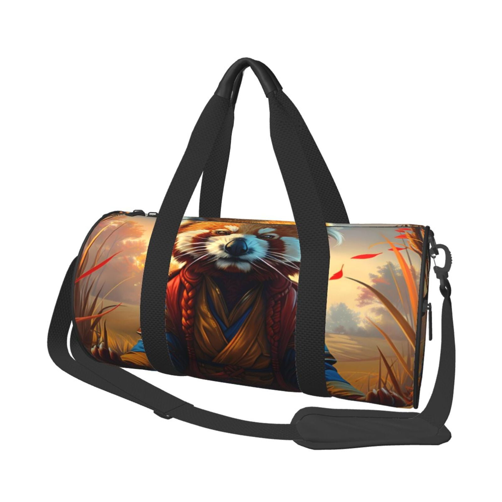 Xecao Prairie Meditating Raccoon Print Travel Duffle Bag, Bag Carry On ...