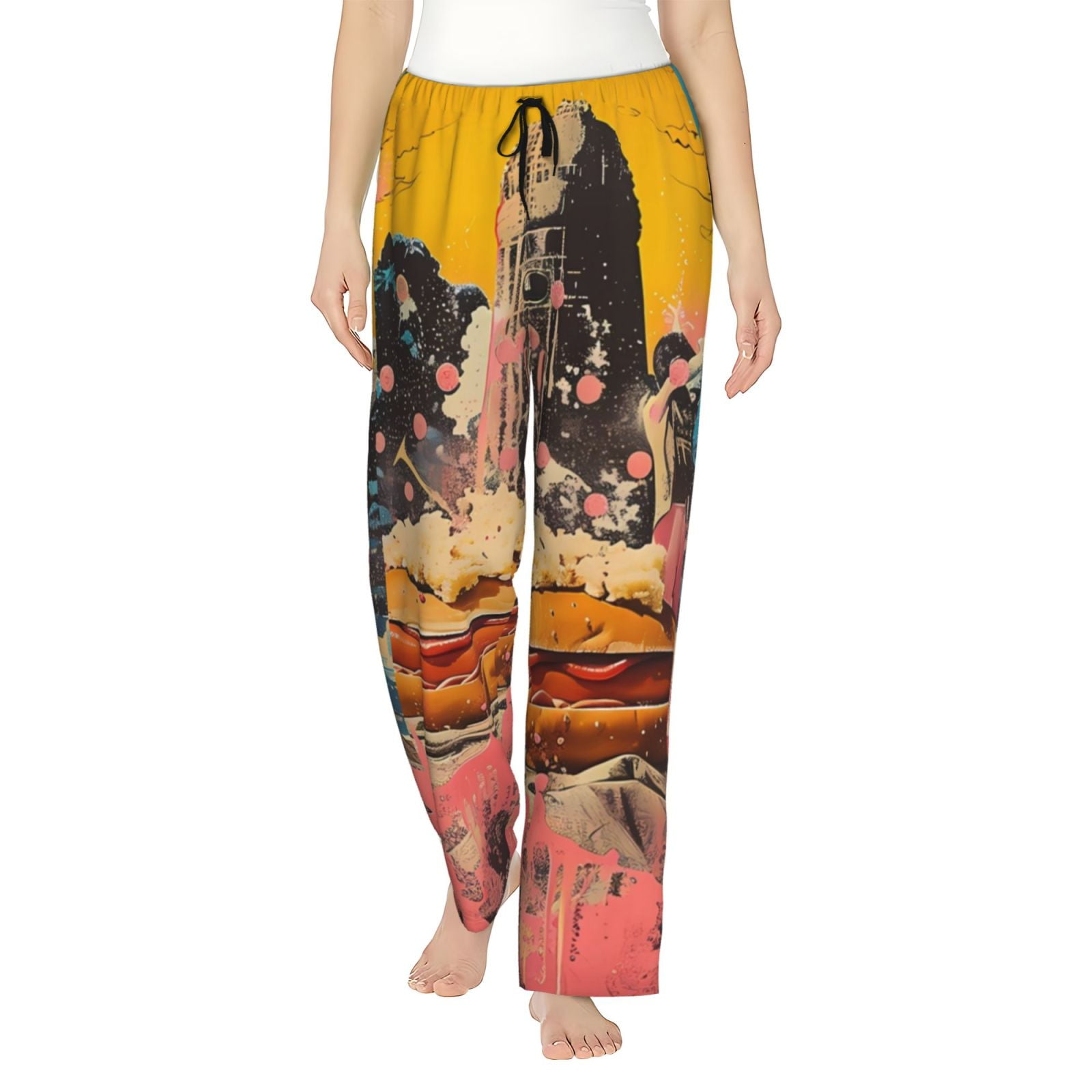 Xecao Psychedelic Band Hotdog Art Print Women's Straight Lounge Pajama ...