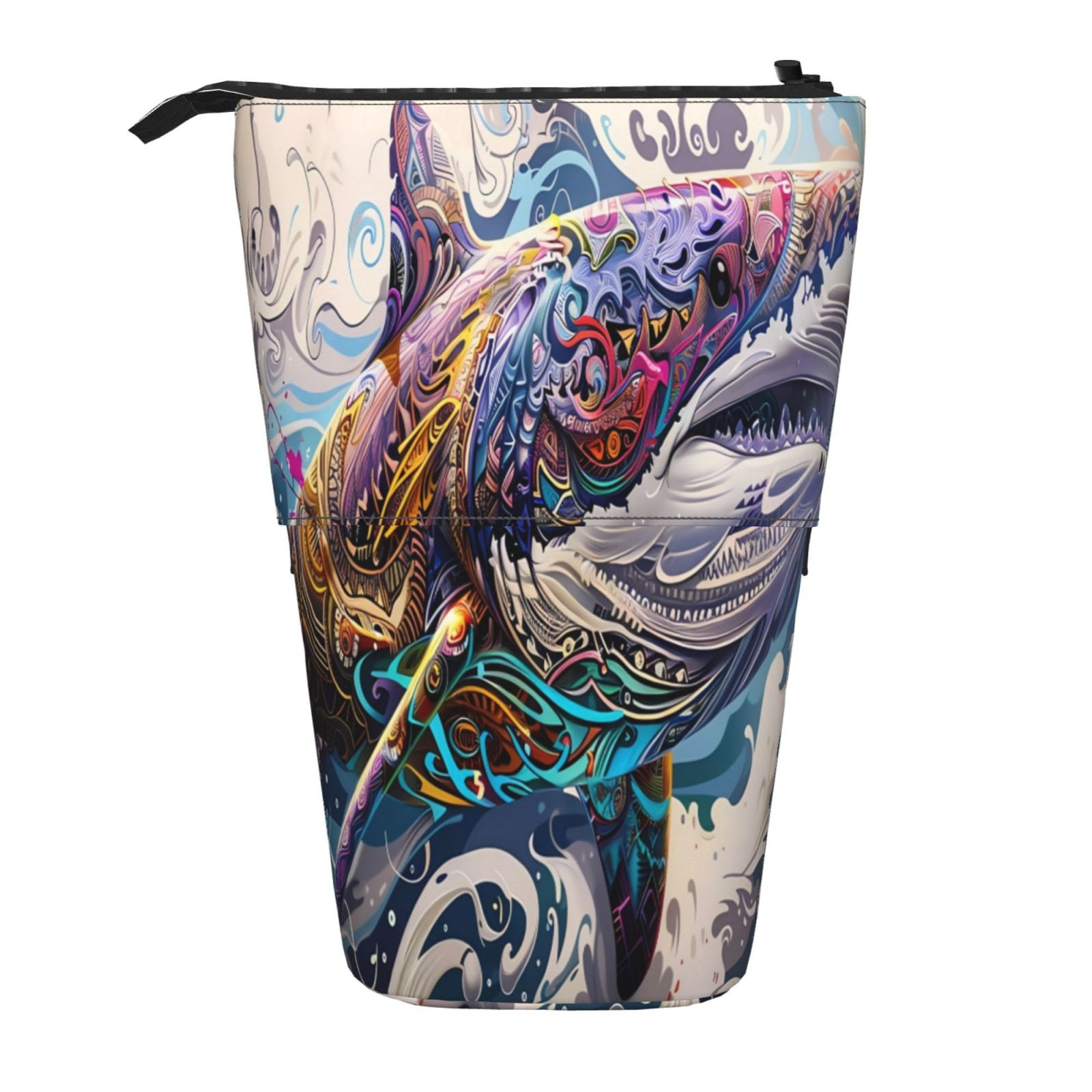 Xecao Psychedelic Shark Artwork Print Telescopic Pencil Bag Pen Holder ...