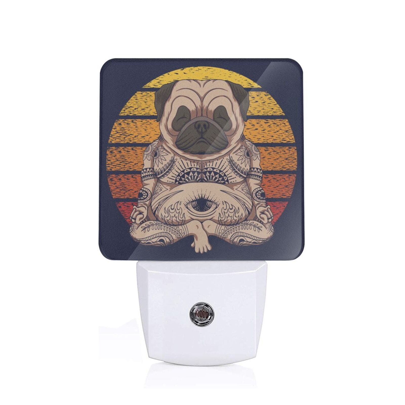 Xecao Pug dog Yoga for Night Light - a Wall-mounted LED Fixture with A ...