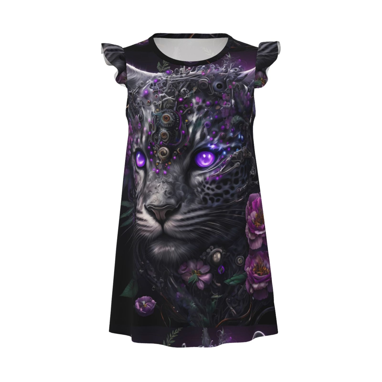 Xecao Purple-Eyed Floral Leopard Nightgowns for Girls: Elegant Princess ...