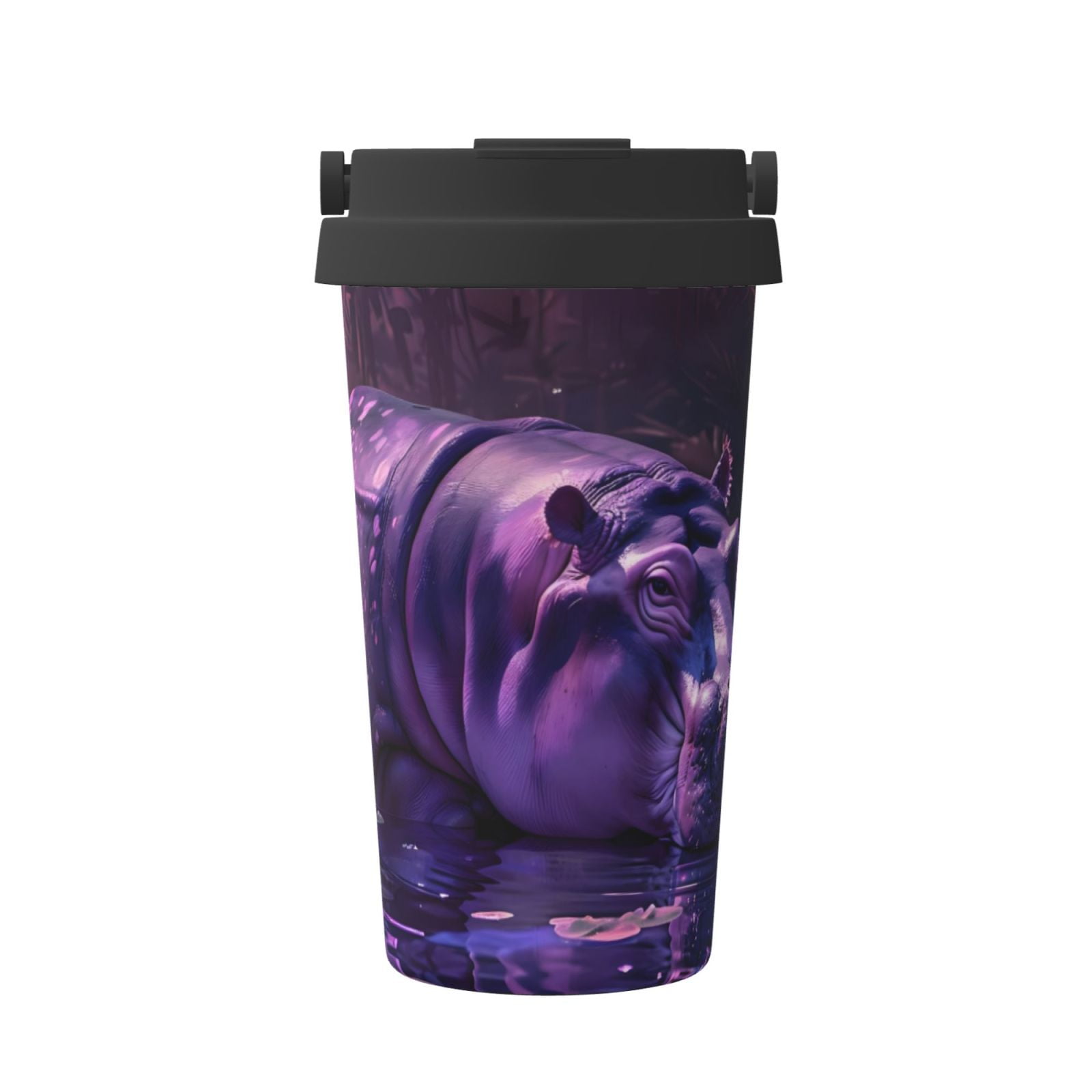 Xecao Purple Hippo In Water Pattern Insulated Coffee Mug with Handle ...