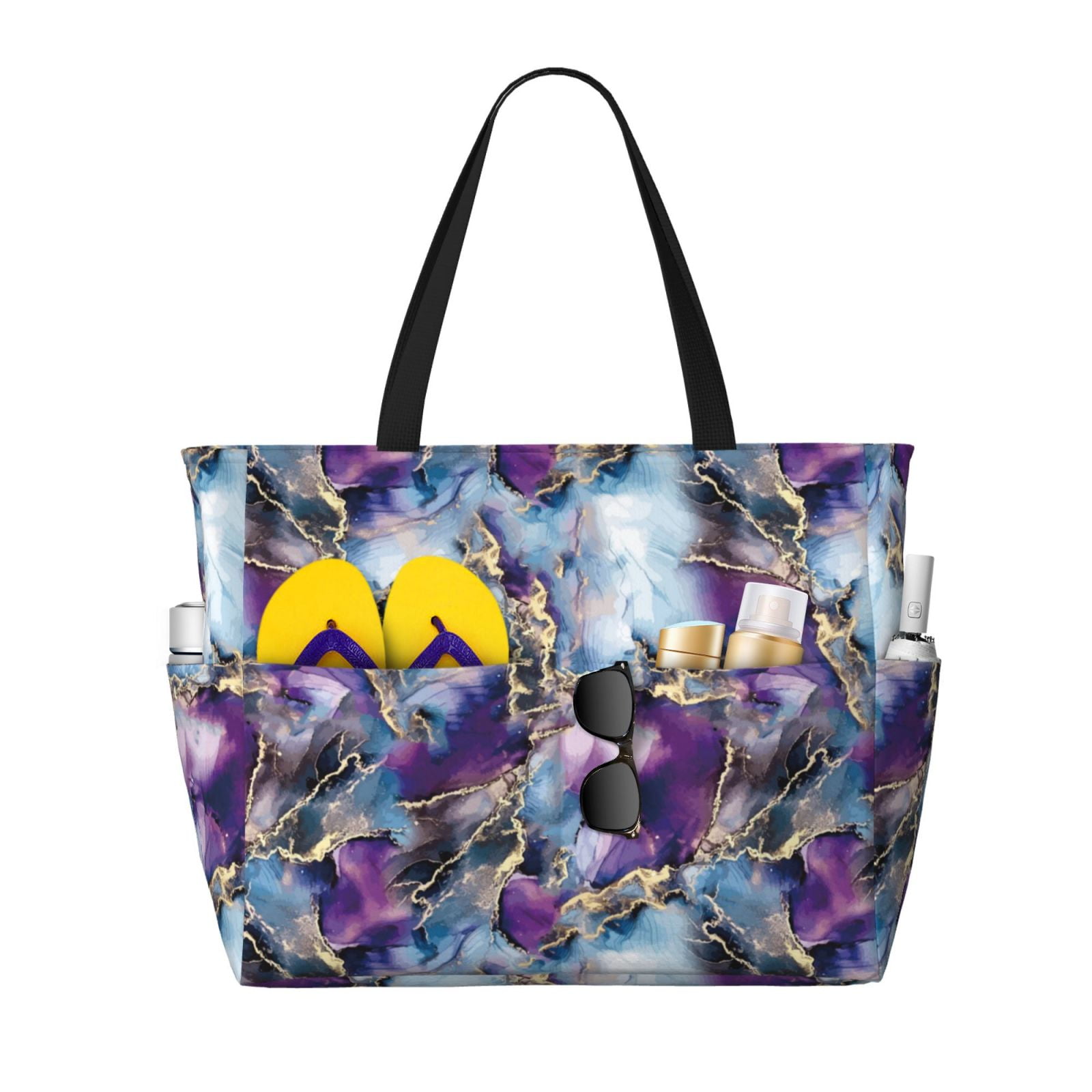 Xecao Purple Marble Texture for versatile beach bag for women includes ...