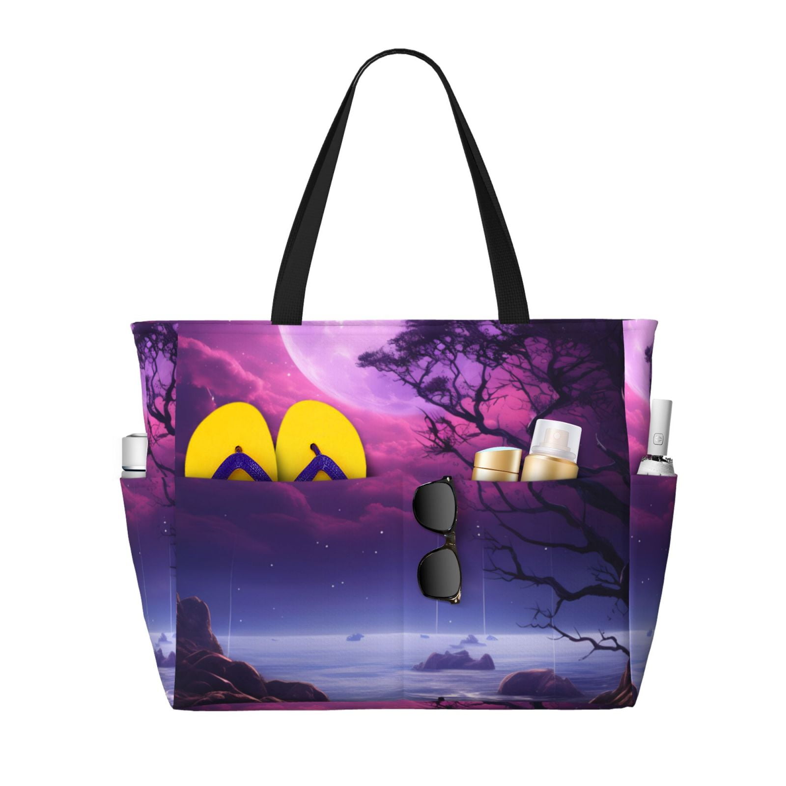 Xecao Purple Moon Tree Night Sky for versatile beach bag for women ...
