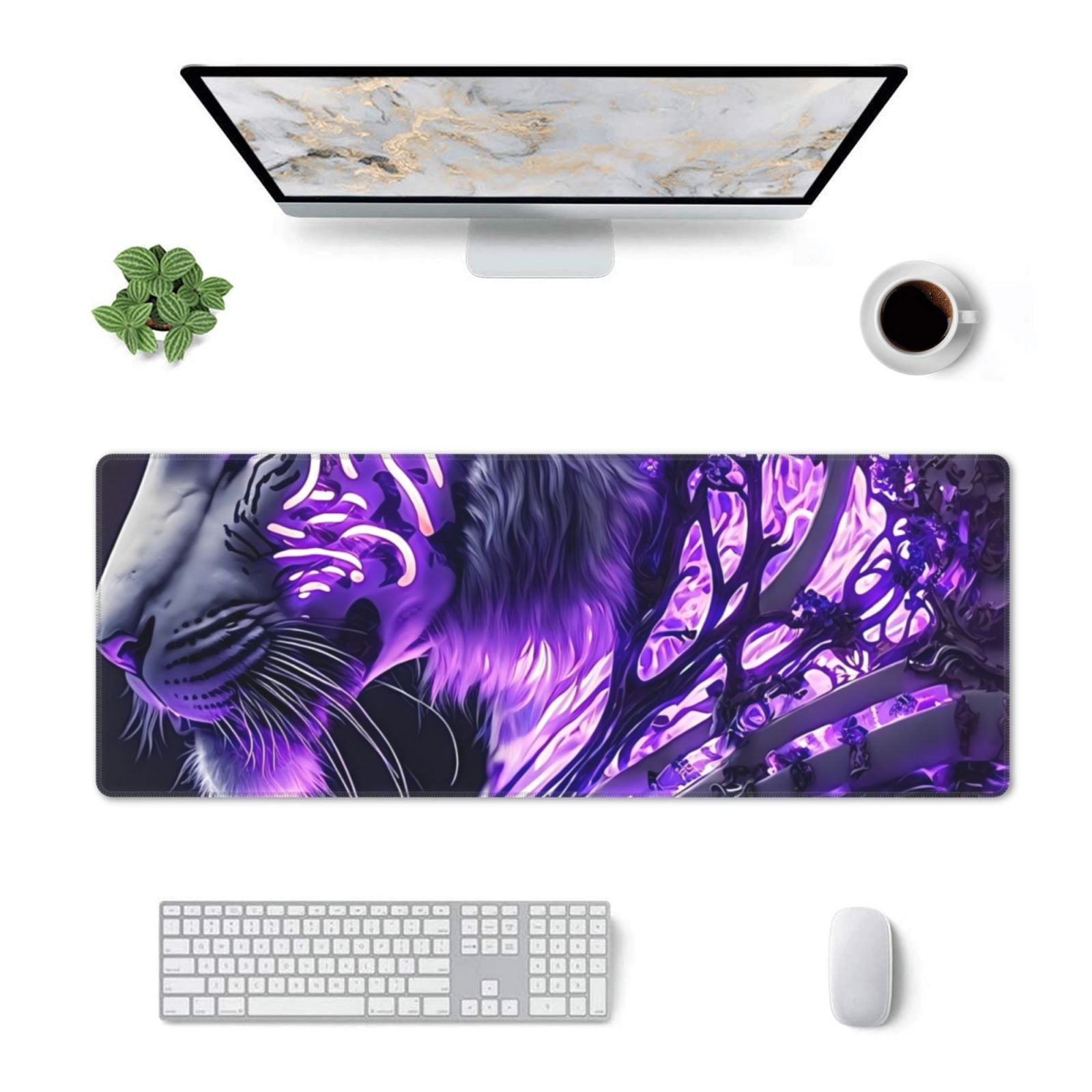 Xecao Purple Pattern White Tiger for Mouse Pad - Waterproof Extended ...