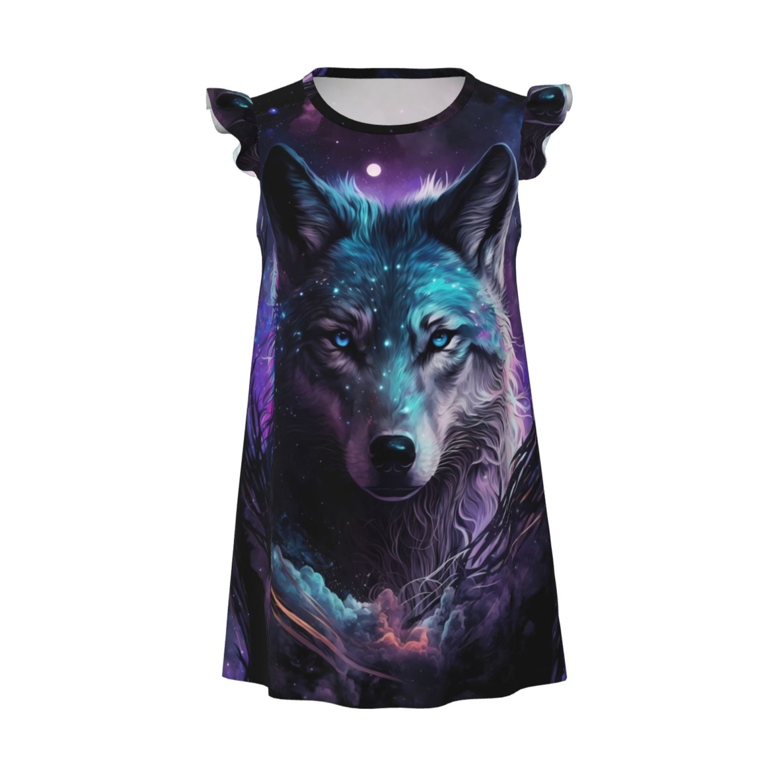Xecao Purple Sky Wolf Nightgowns for Girls: Elegant Princess Pajama ...