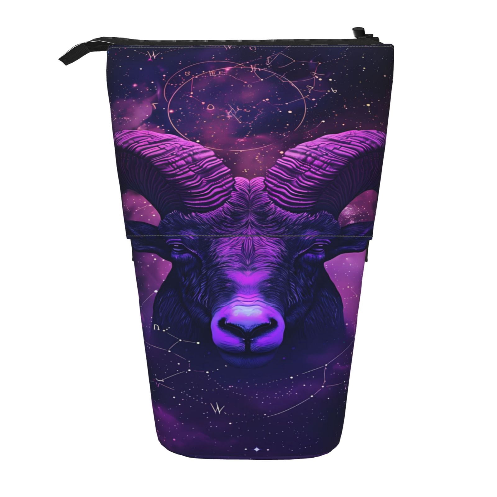 Xecao Purple Starry Sky Antelope Print Telescopic Pencil Bag Pen Holder ...