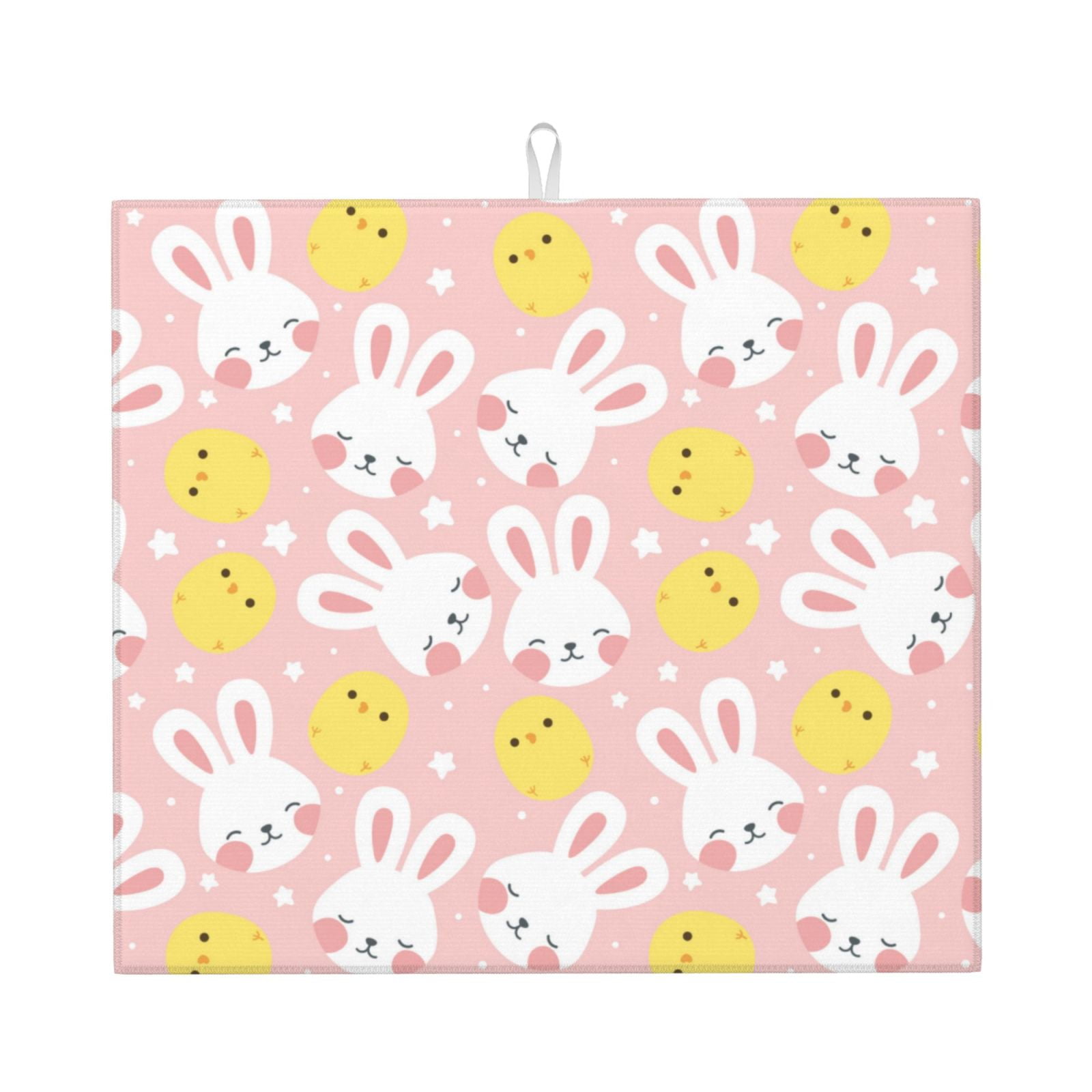 Xecao Rabbit And Chick Print Dish Drying Mat for Kitchen Counter ...