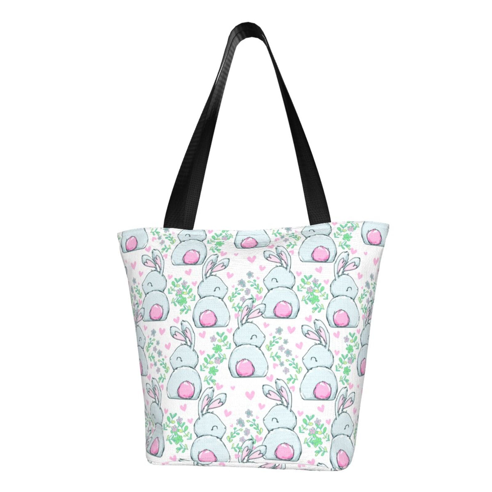 Xecao Rabbit Back View for Tote Bag for Women -Tote Shoulder Bag with A Little Pocket Inside ...