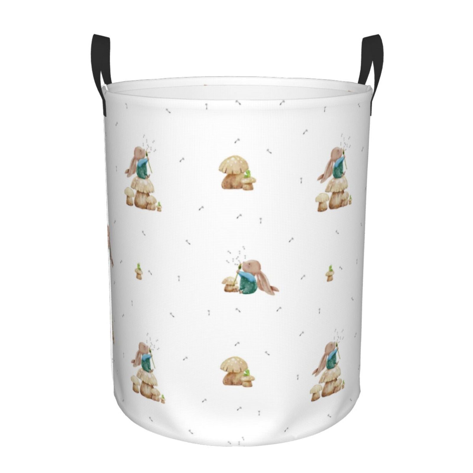 Xecao Rabbit Blowing Dandelions Print Laundry Hamper Basket,designed ...