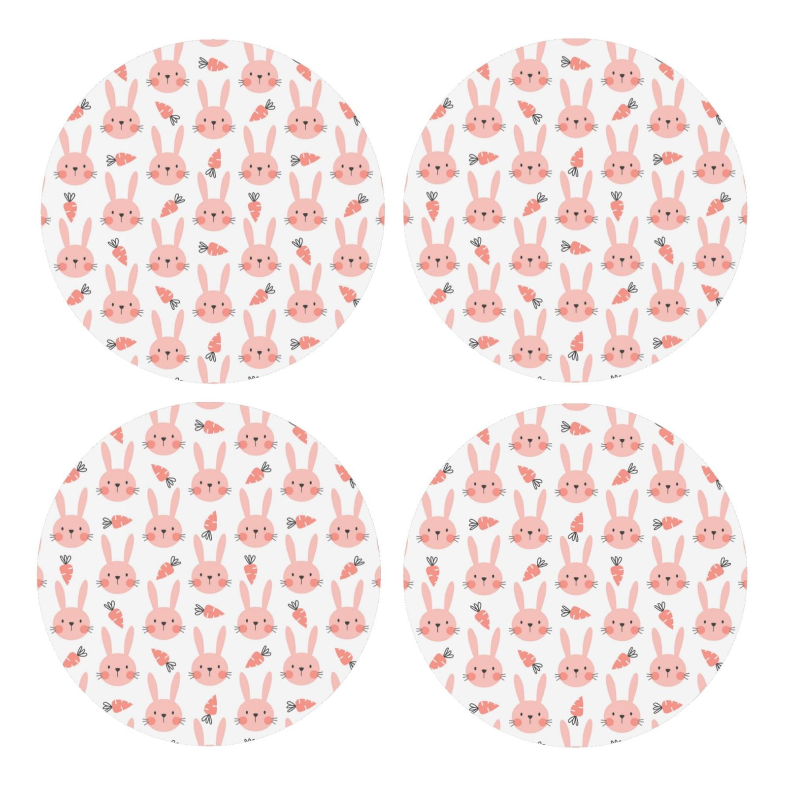 Xecao Rabbit Is And Carrots for MDF Cork Coaster 4 Pcs,Drink Coasters ...