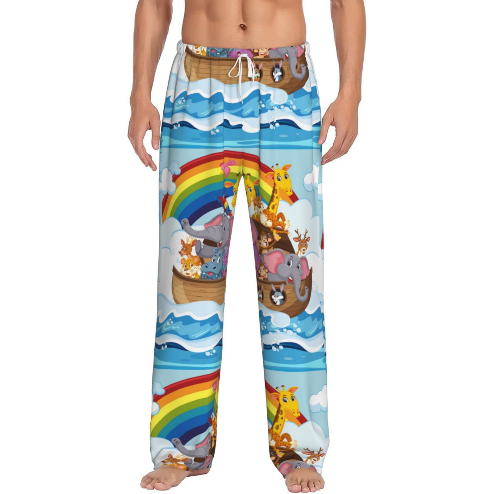 Xecao Rainbow Animals on Noah's Ark Men's Straight Lounge Pajama Pants ...