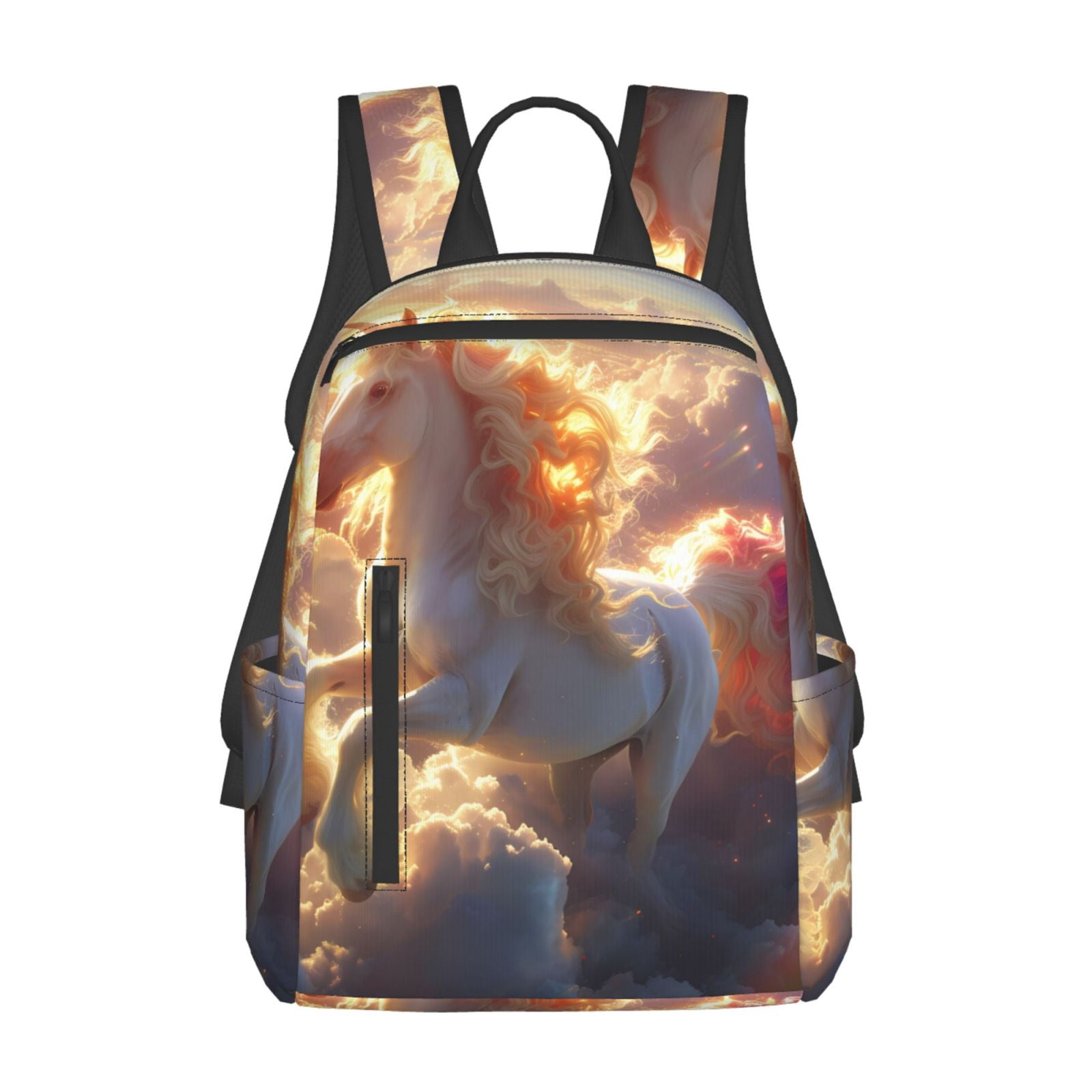 Xecao Rainbow Cloud White Horse print Backpack For women men Aesthetic ...