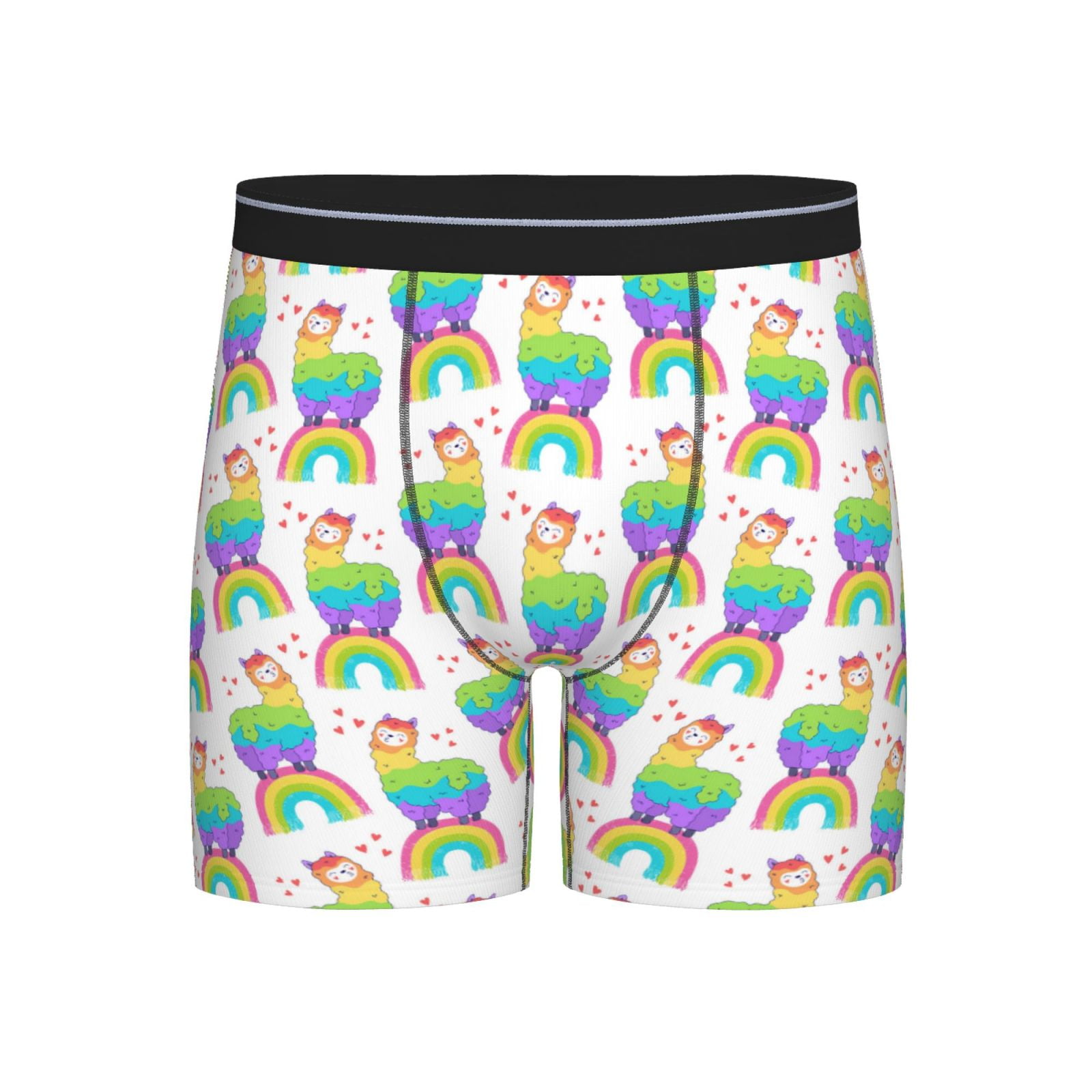 Xecao Rainbow Llama Print Boxer Briefs for Men's Stretch Moisture ...