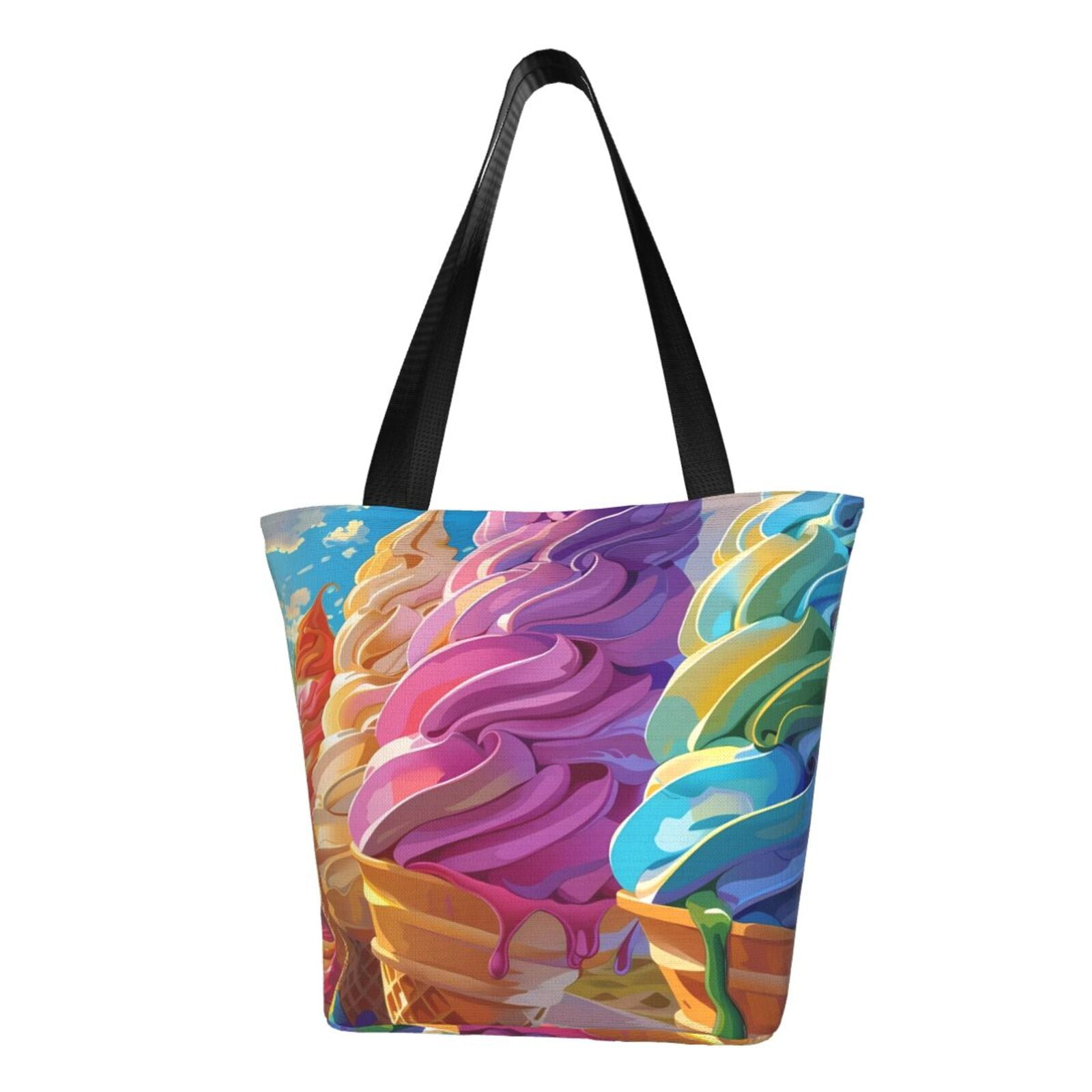 Xecao Rainbow Melting Ice Cream for Tote Bag for Women -Tote Shoulder Bag with A Little Pocket ...