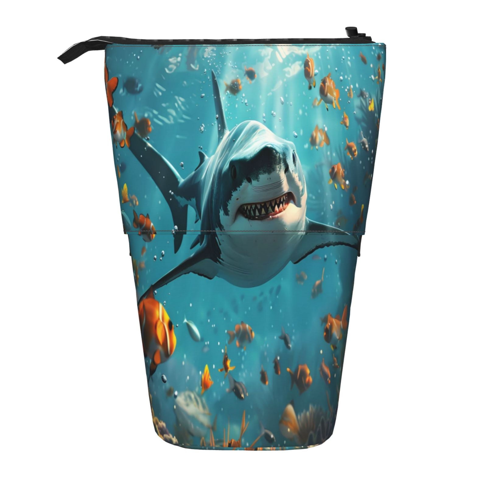 Xecao Realistic Ocean Shark Print Telescopic Pencil Bag Pen Holder Pop ...