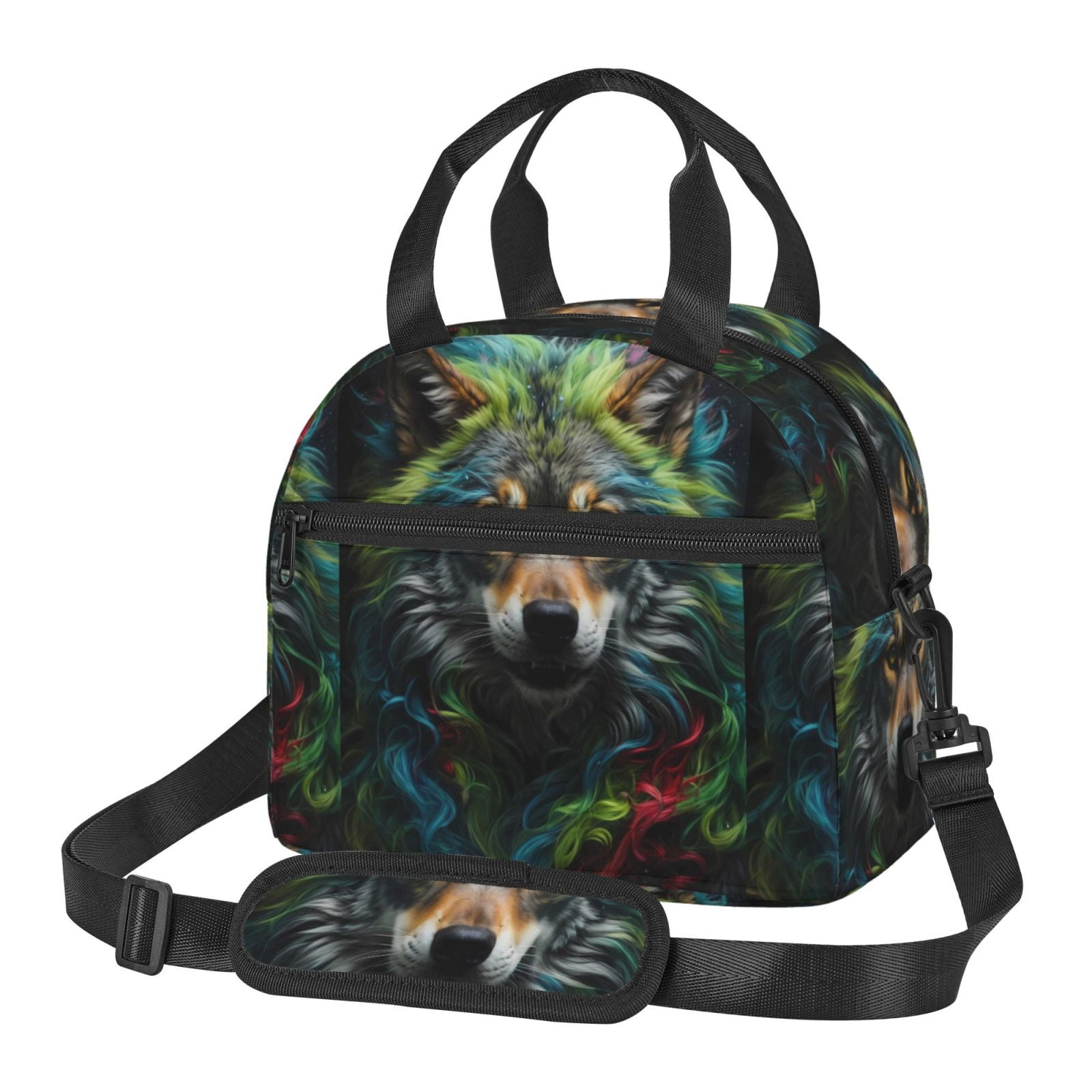 Xecao Realistic Style Colorful Wolf Print Insulated Lunch Box, Lunch ...