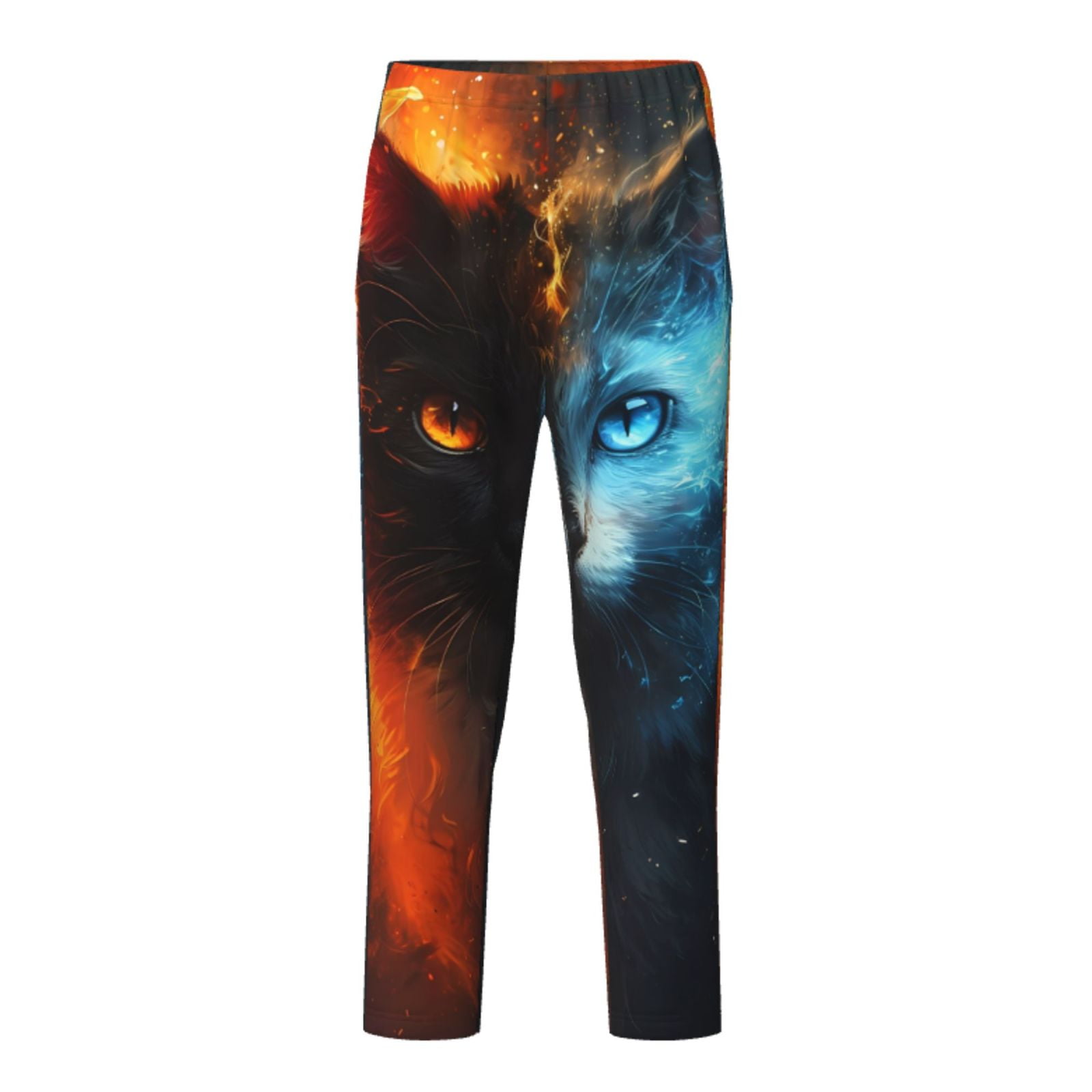 Xecao Red And Blue Fire Cat Print Teenagers' Pajama Pants Long Sleep ...